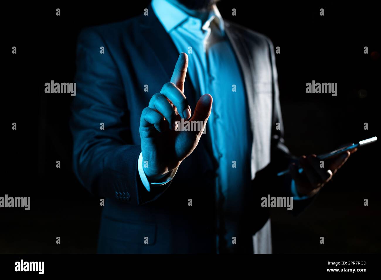 With One Finger Pointing Important Infortmations With Other Hand ...