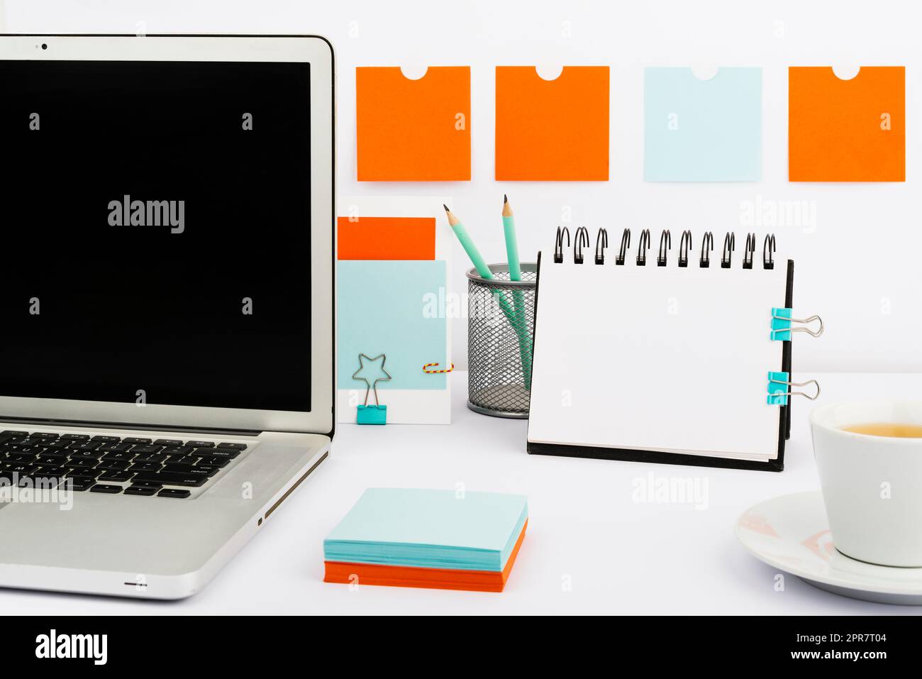 Important Messages On Notebook And Lap Top On Desk With Notes, Pencil ...