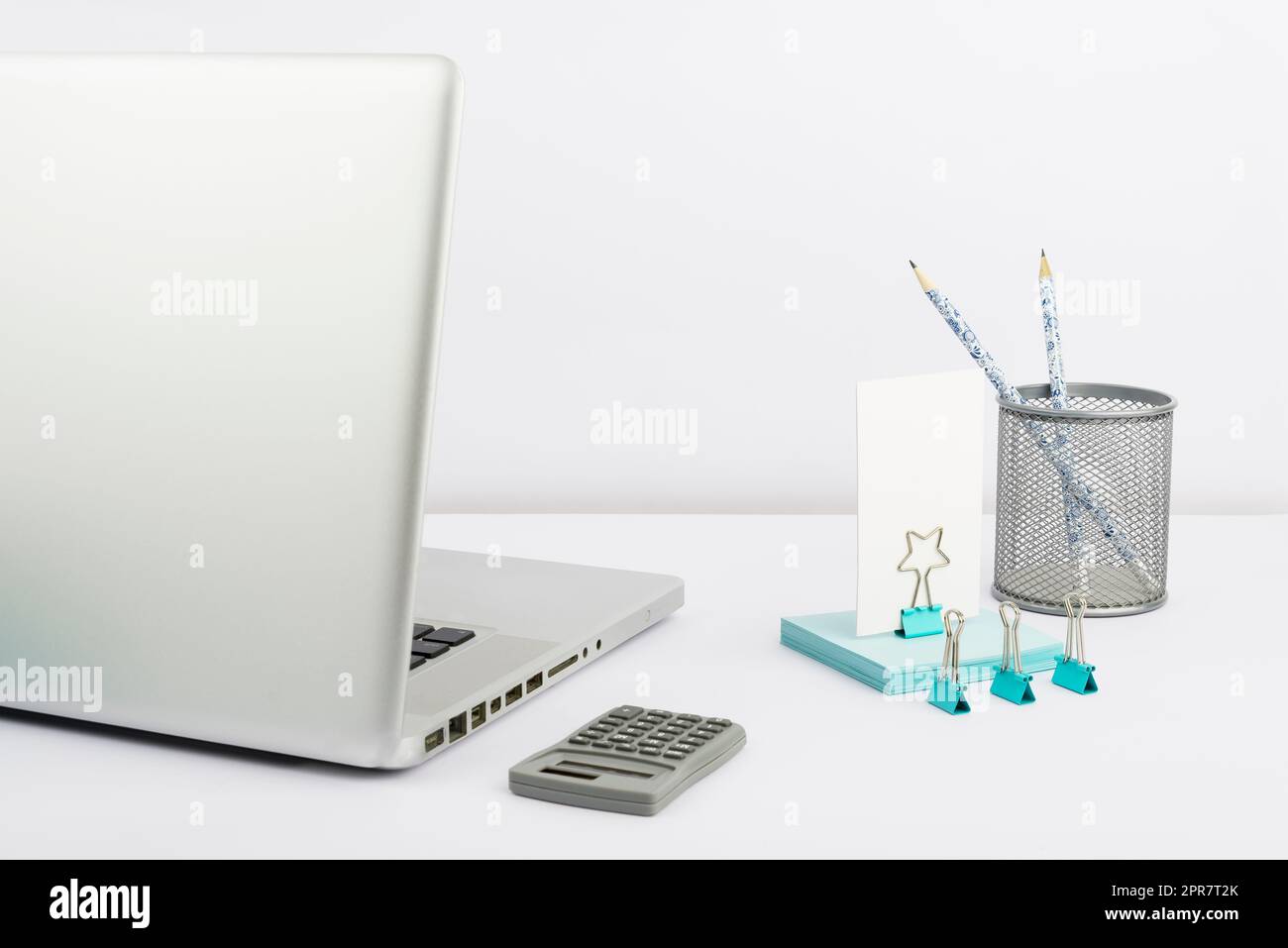 Lap Top, Case With Pencils, Calculator, Paperclips And Sticky Notes ...