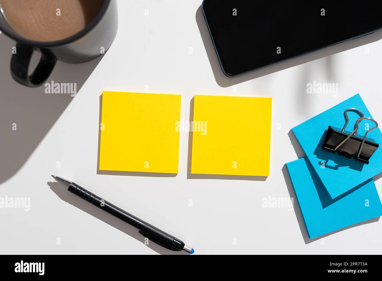 Important Messages On Two Sticky Notes On Desk With Pen, Phone, Cup And ...