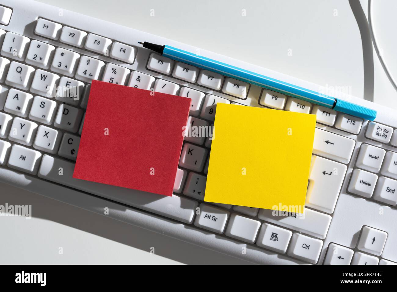 Important Messages Written On Two Notes On Desk With Pen And Keyboard ...