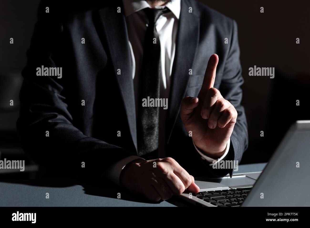Businessman Pointing With One Finger On Important Messages. Executive ...