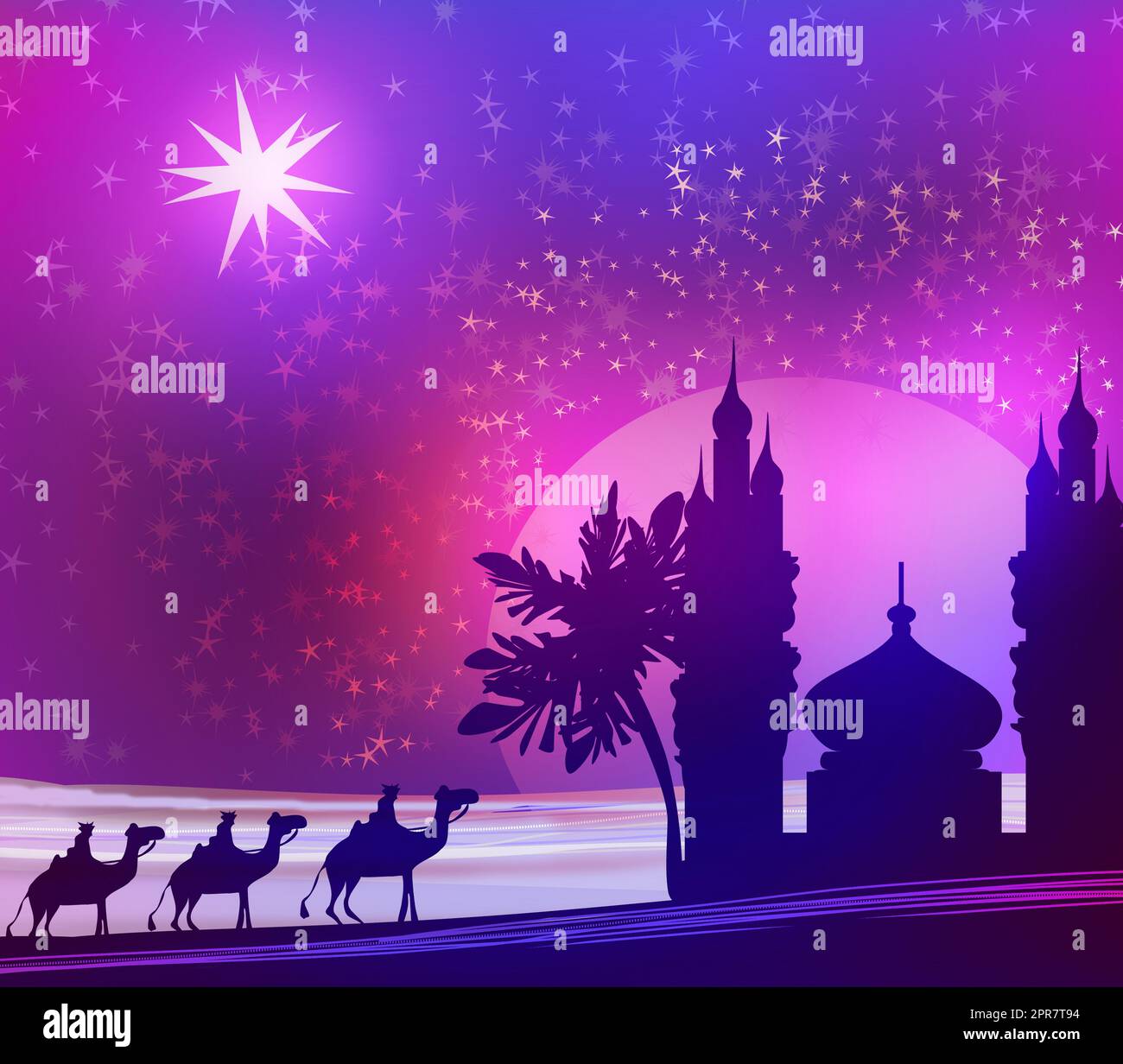 Classic three magic scene and shining star of Bethlehem Stock Photo - Alamy