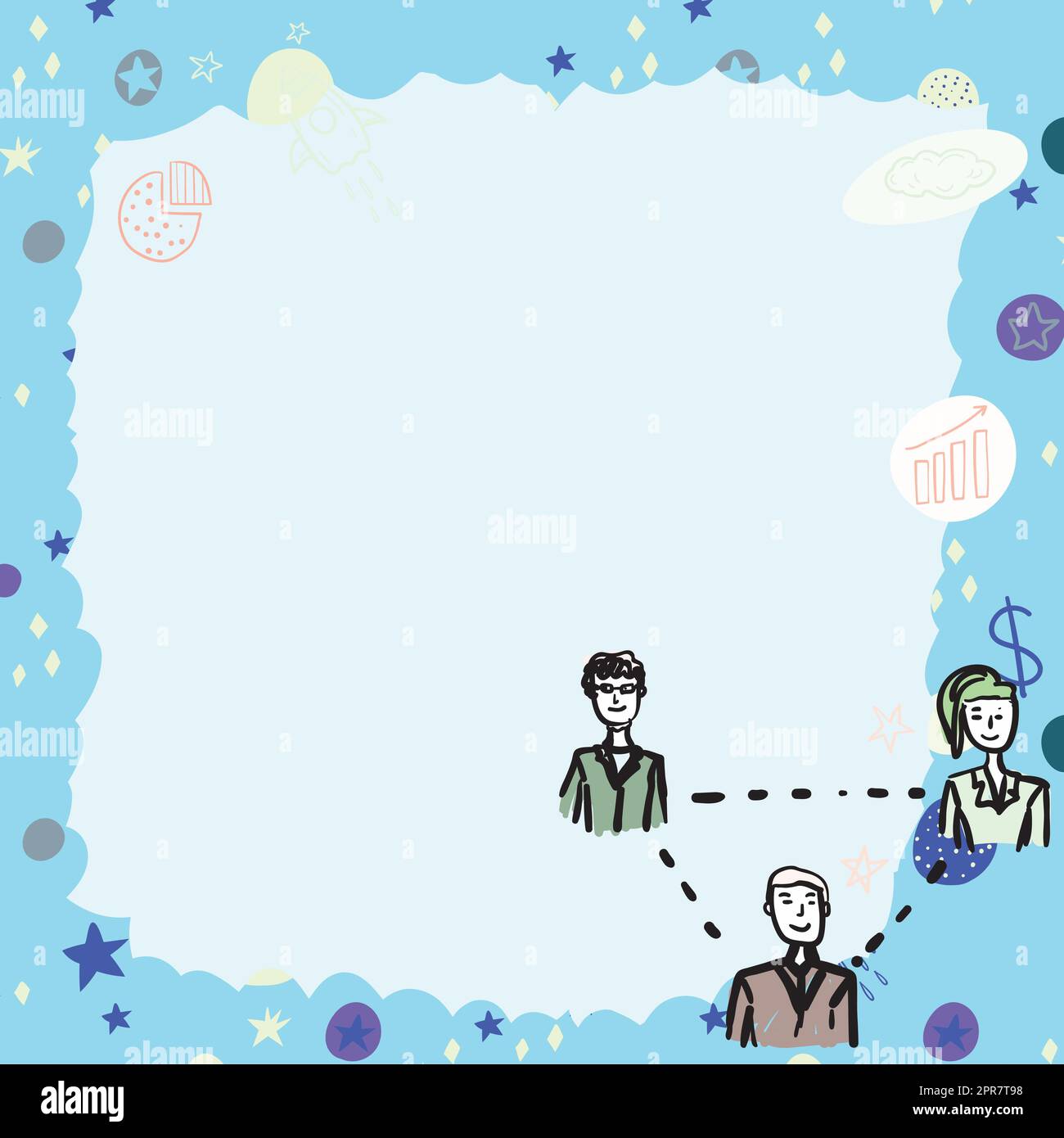 Blank frame decorated with colorful stars and business financial ...