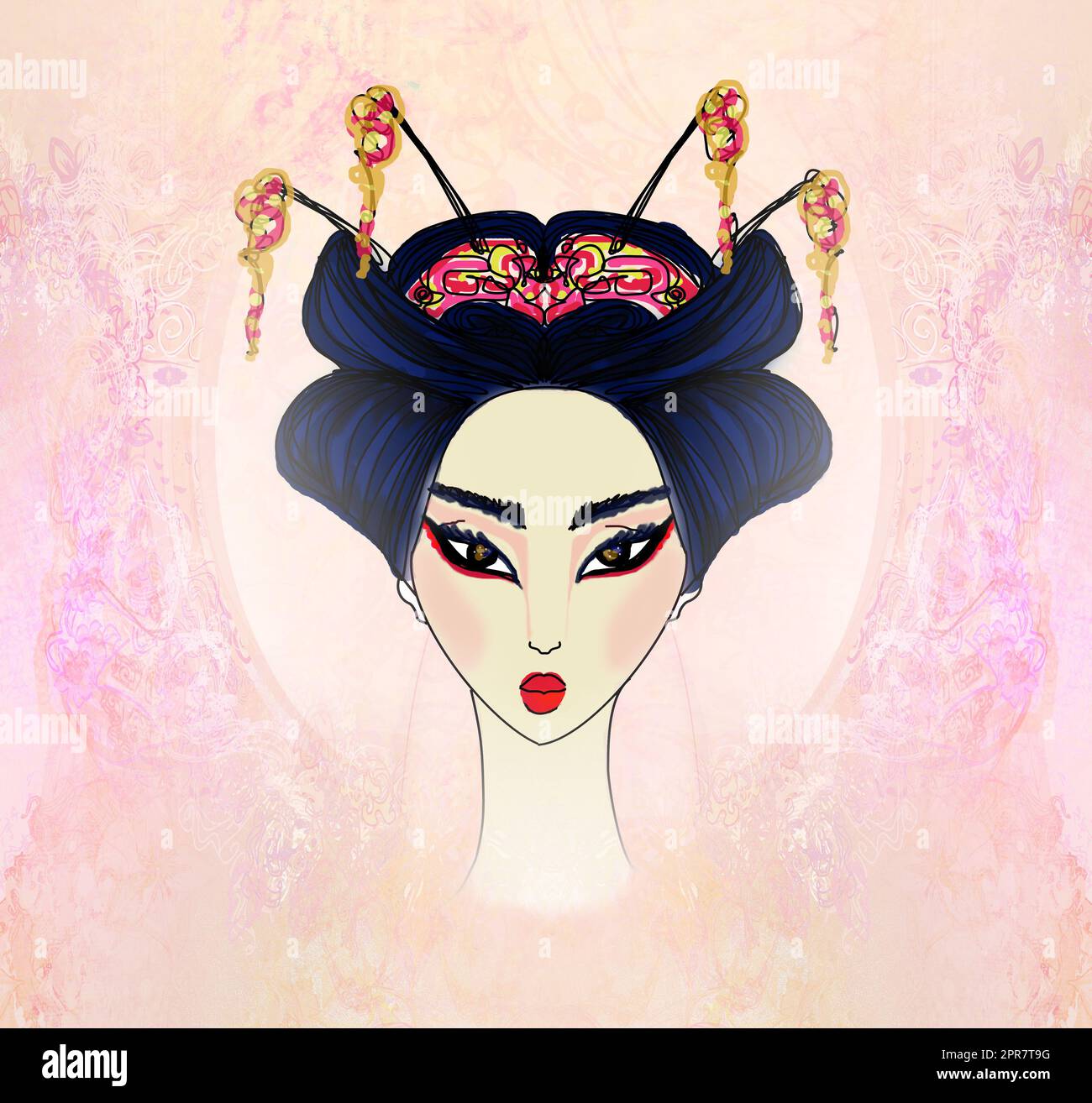 Abstract Beautiful geisha Portrait Stock Photo - Alamy