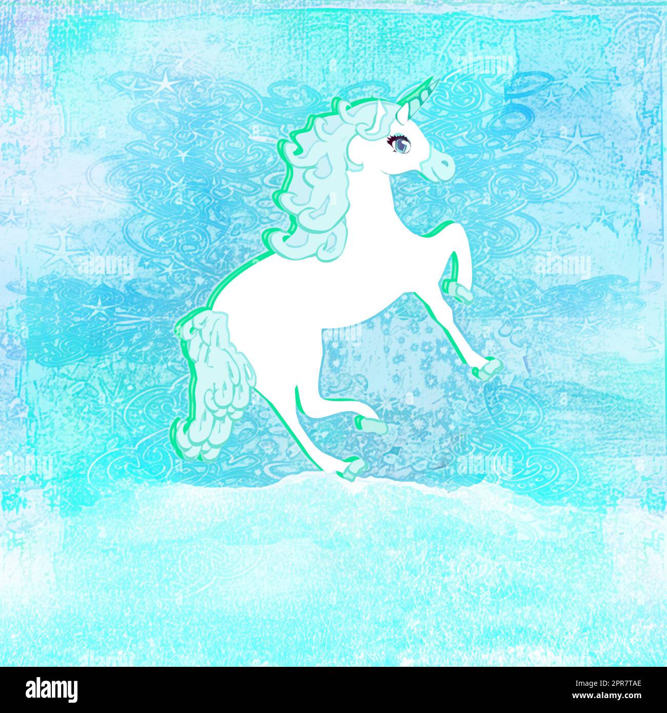 Illustration of beautiful blue Unicorn Stock Photo - Alamy