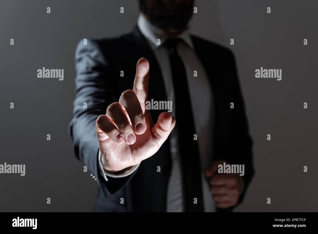 Businessman Pointing With One Finger On Important Messages. Executive ...