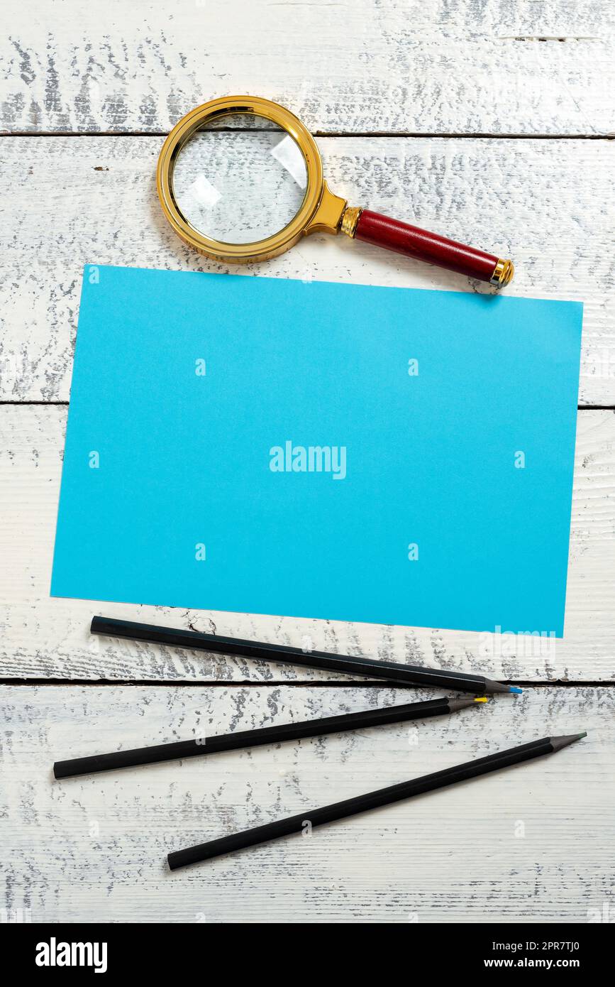 Piece Of Paper With Important Messages With Magnifier And Pencils ...
