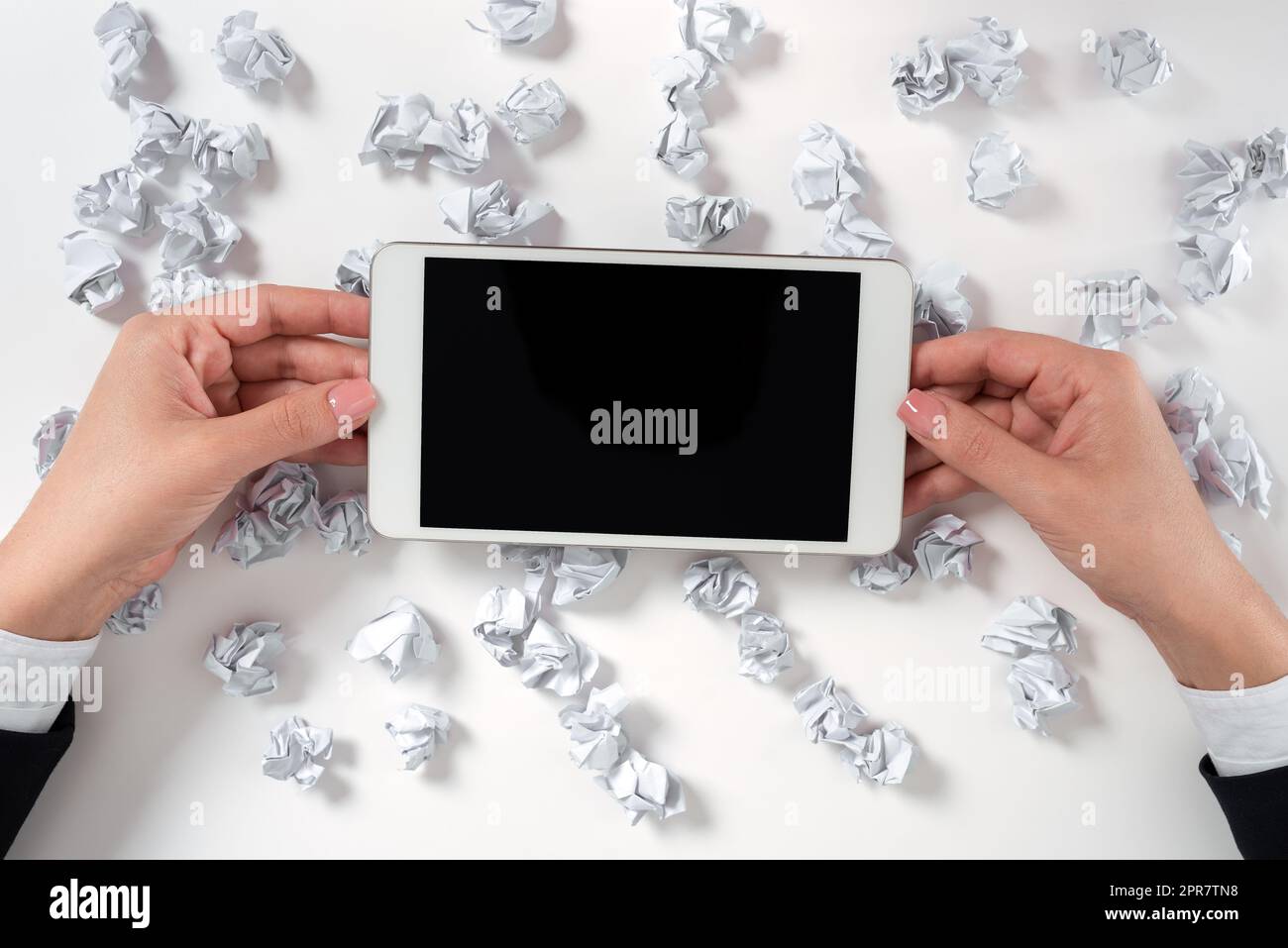 Paper Wraps Underneath Phone Screen With Important Message. Crumpled ...