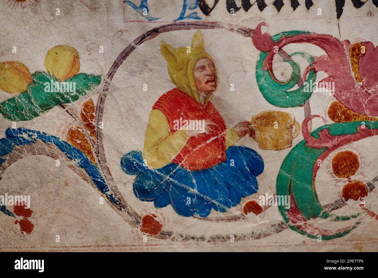 Manuscripts in the medieval library. Incunabula Stock Photo - Alamy