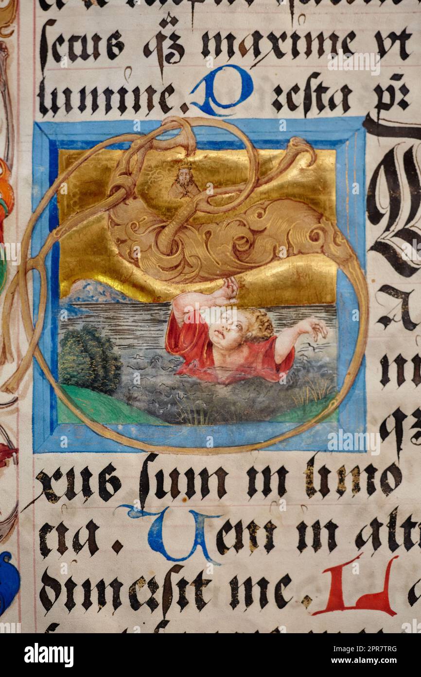 Manuscripts in the medieval library. Incunabula Stock Photo - Alamy