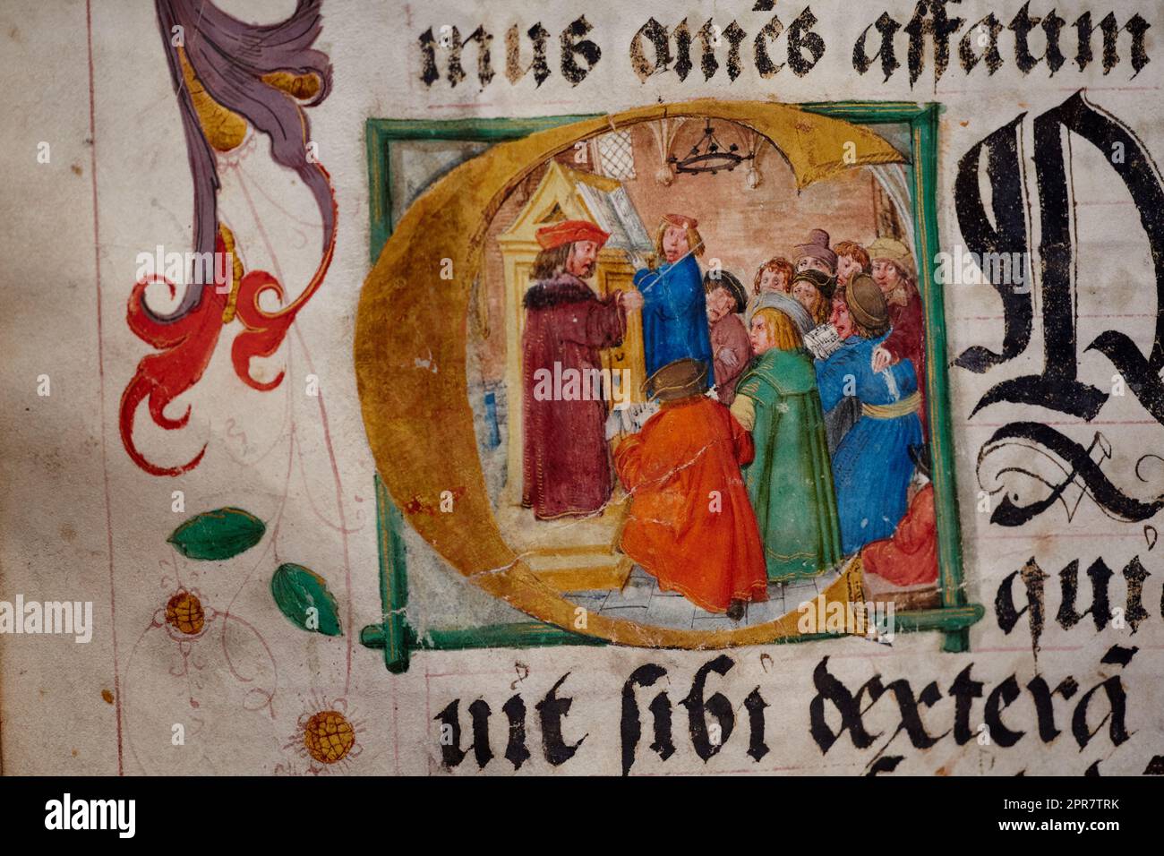 Manuscripts in the medieval library. Incunabula Stock Photo - Alamy
