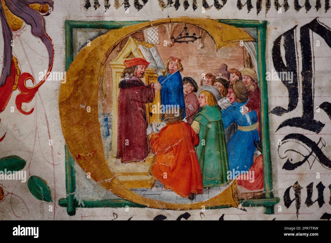 Manuscripts in the medieval library. Incunabula Stock Photo - Alamy