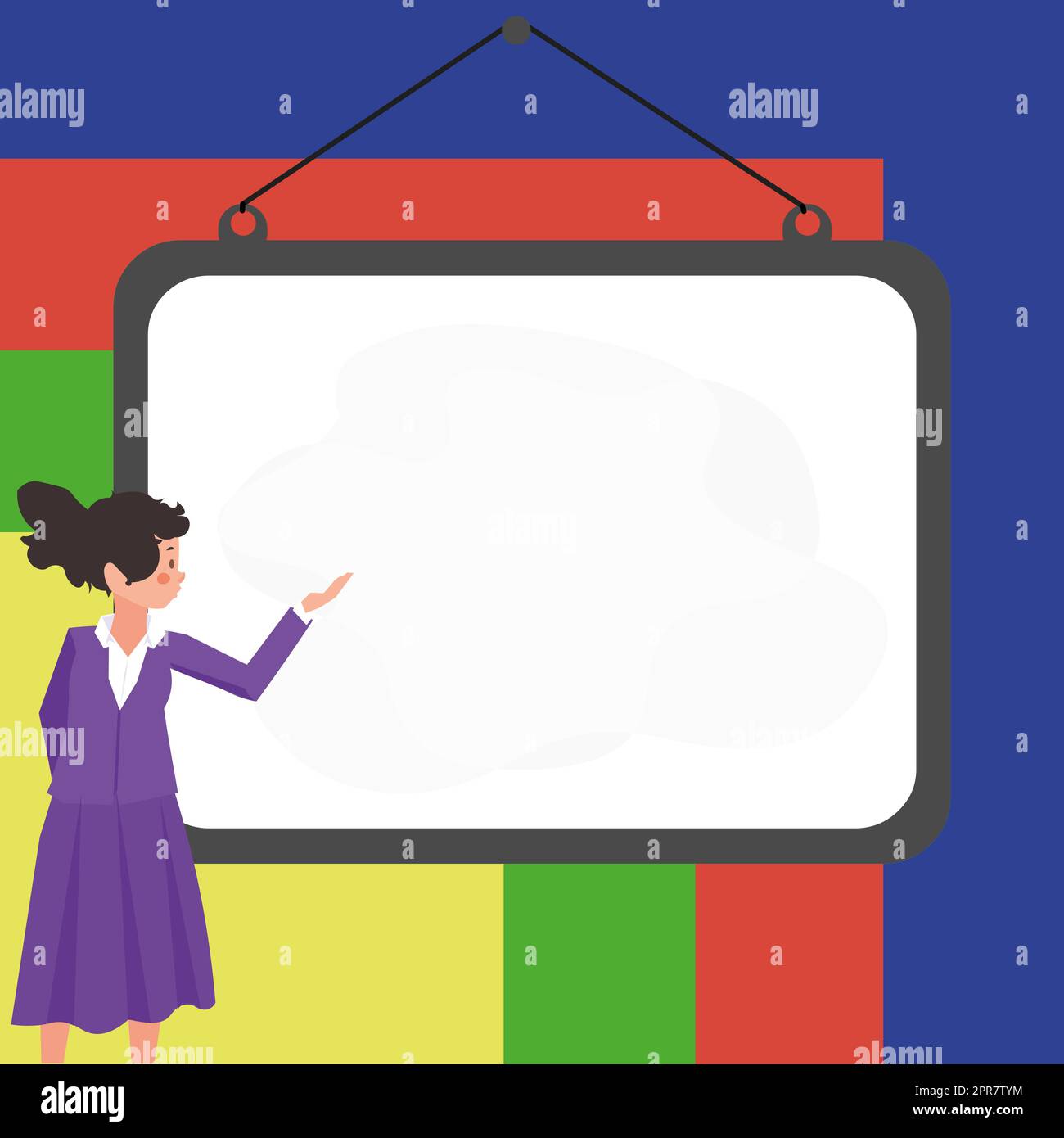 Instructor Drawing Pointing Stick On Empty Whiteboard While Holding Cup ...
