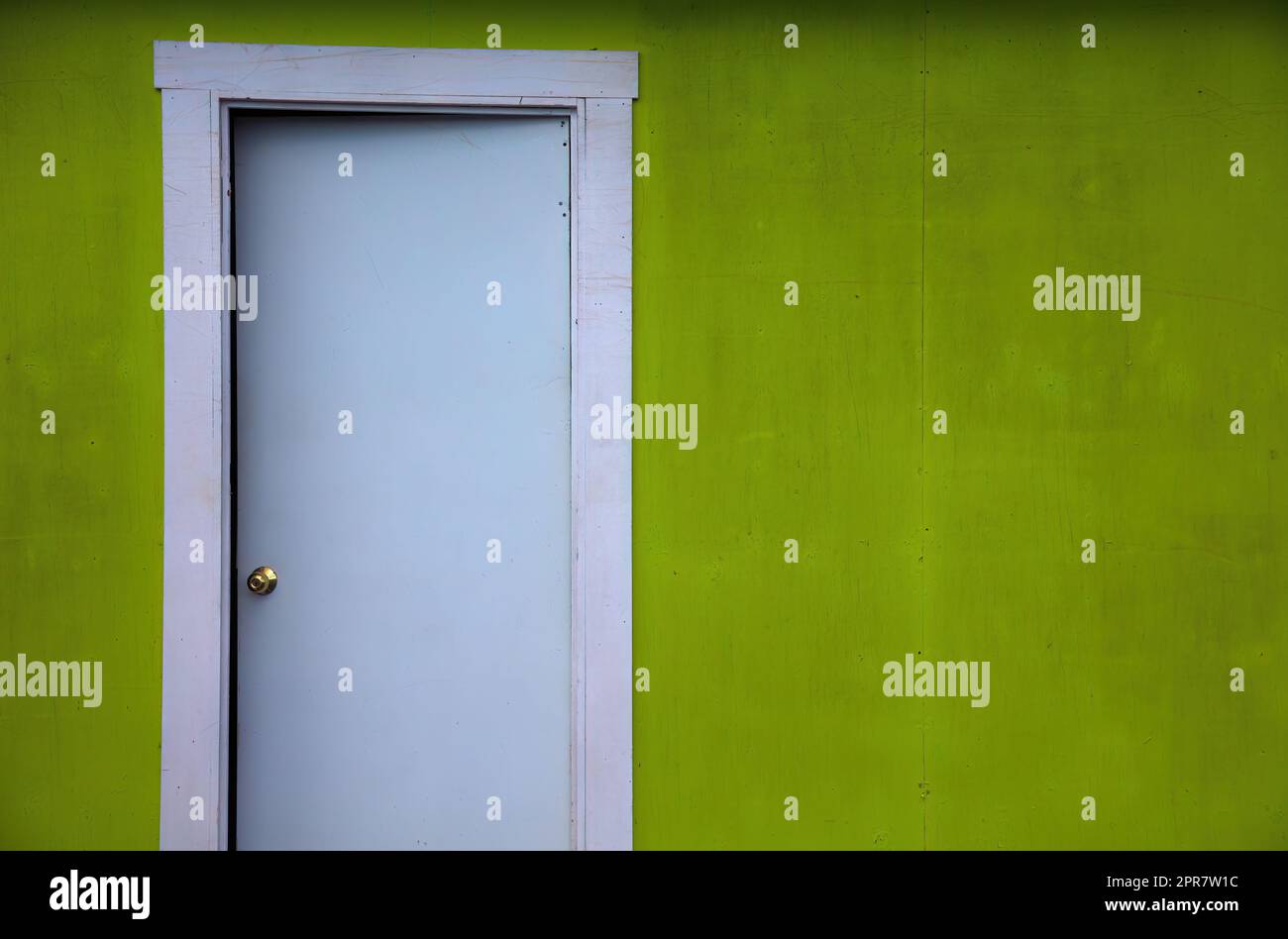 open door entrance bright green wall background exit solution choice ...