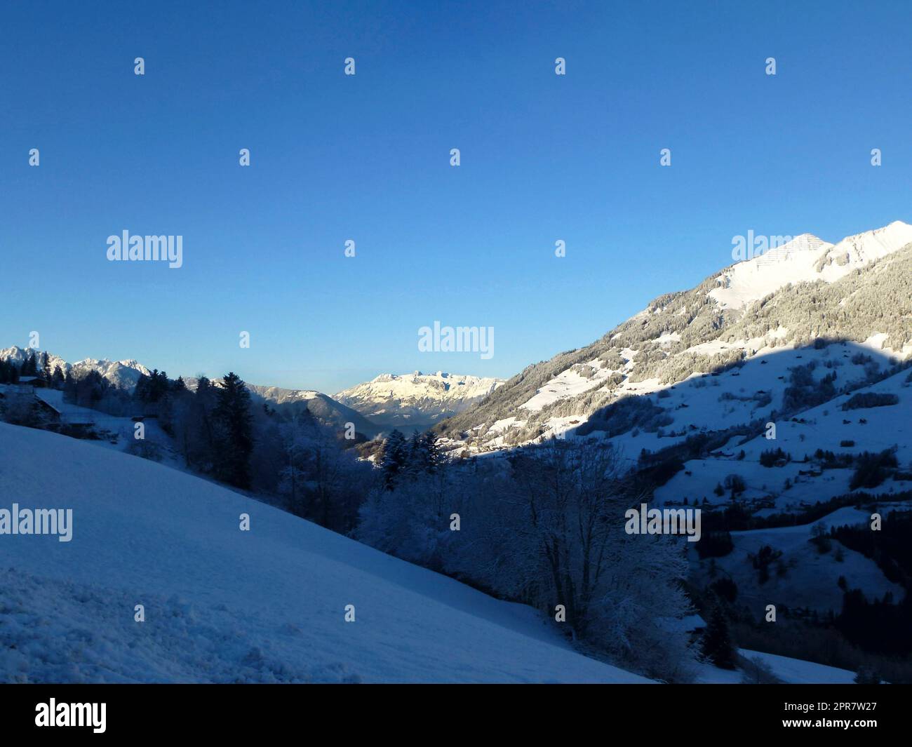 Winter hiking tour to Hoher Frassen mountain, Raggal, Austria Stock ...