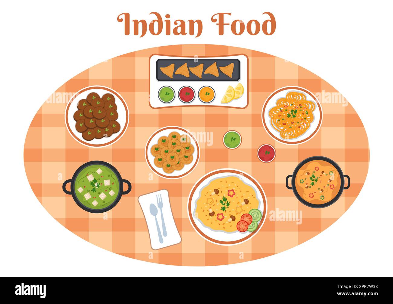 Indian Food Cartoon Illustration with Various Collection of Delicious ...