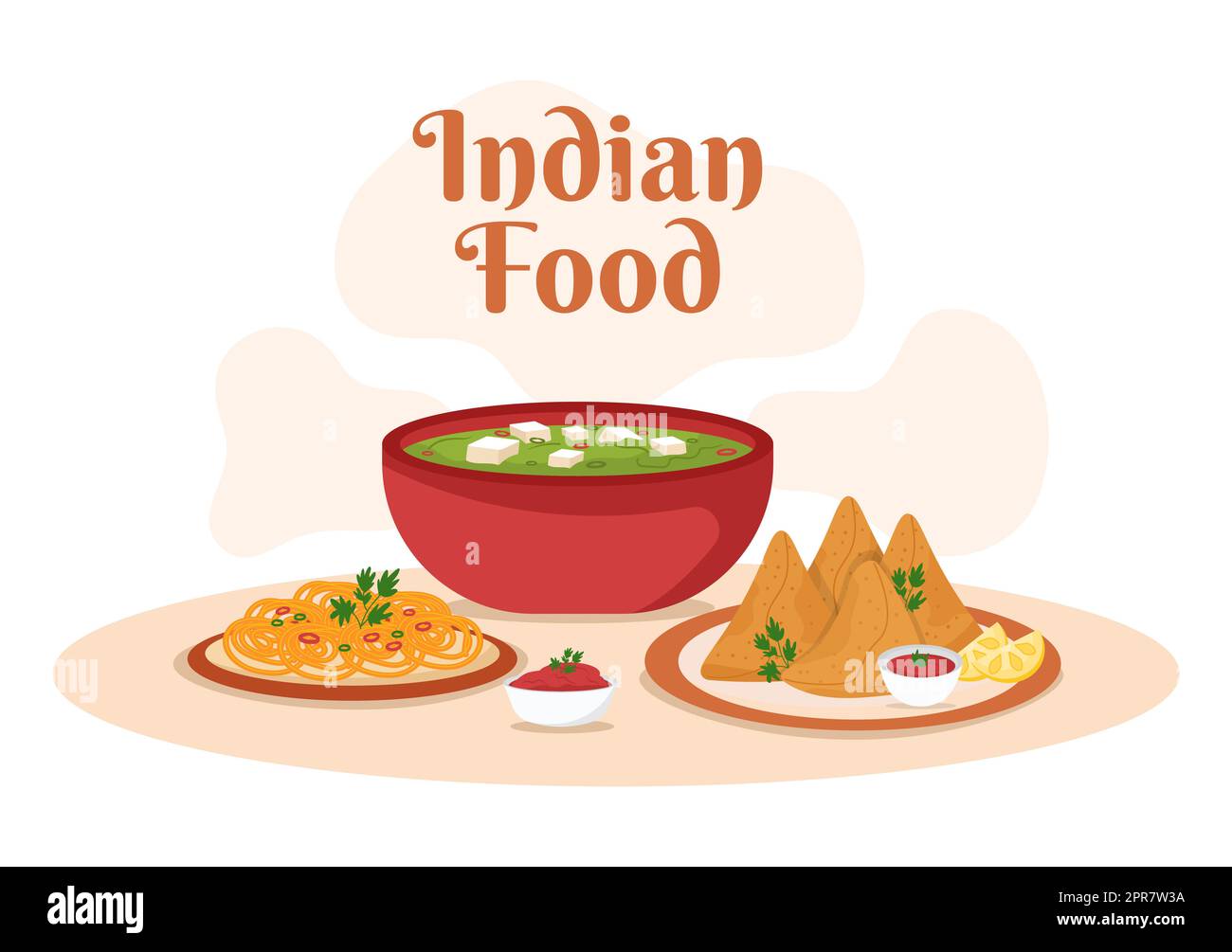 Indian Food Cartoon Illustration with Various Collection of Delicious ...