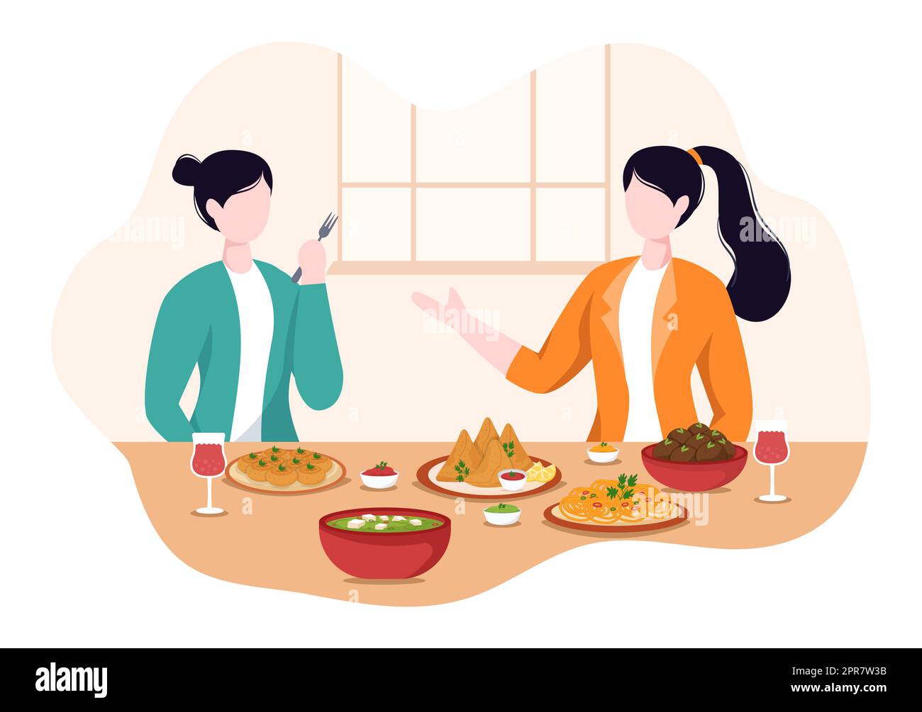 Indian Food Cartoon Illustration with Various Collections of Delicious ...