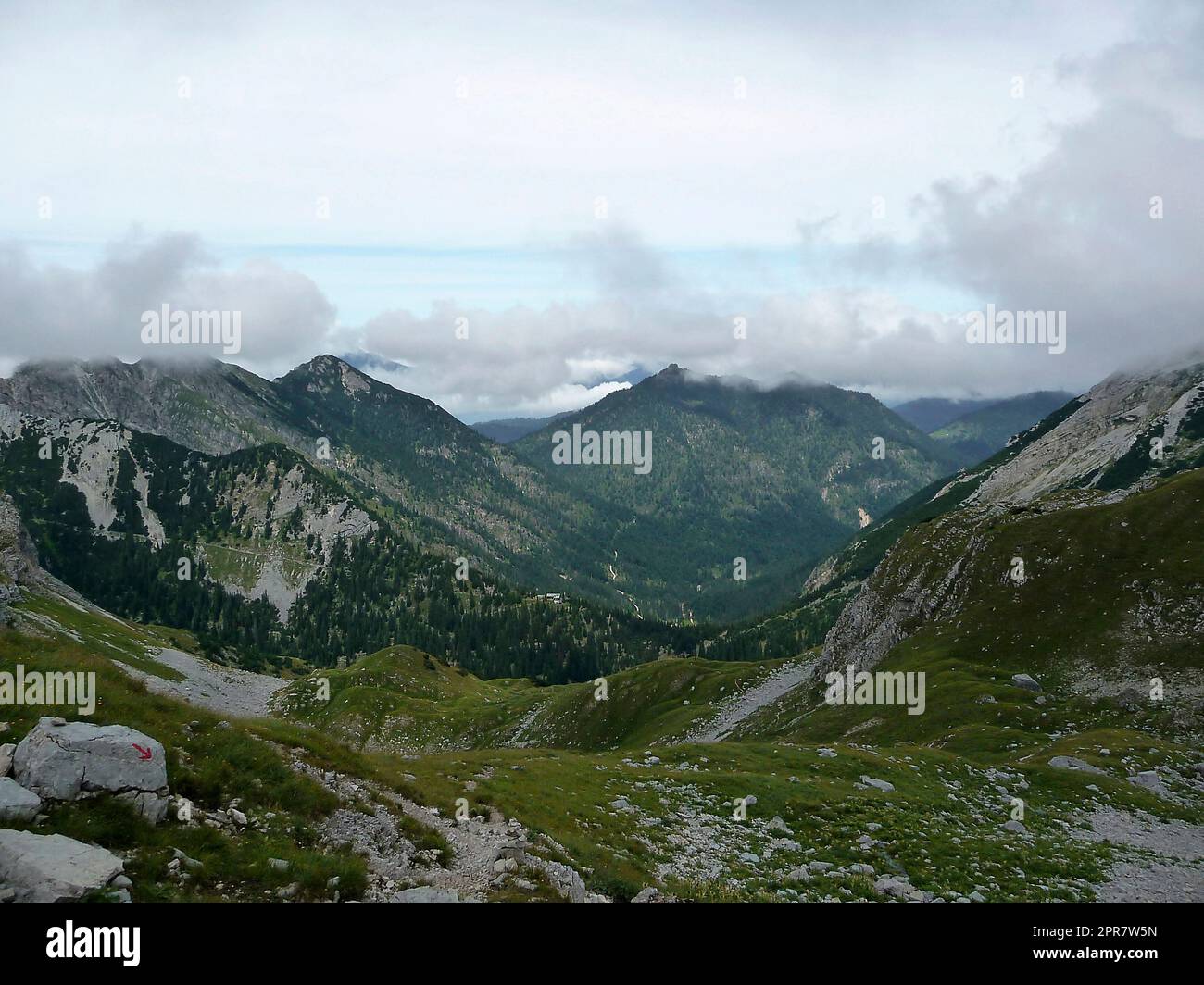 Mountain hiking tour to Soiernspitze mountain, Bavaria, Germany Stock ...