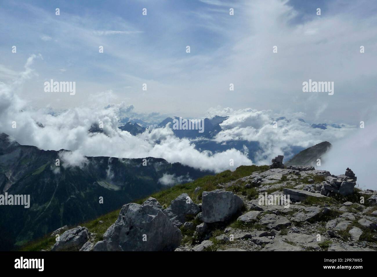 Mountain hiking tour to Soiernspitze mountain, Bavaria, Germany Stock ...