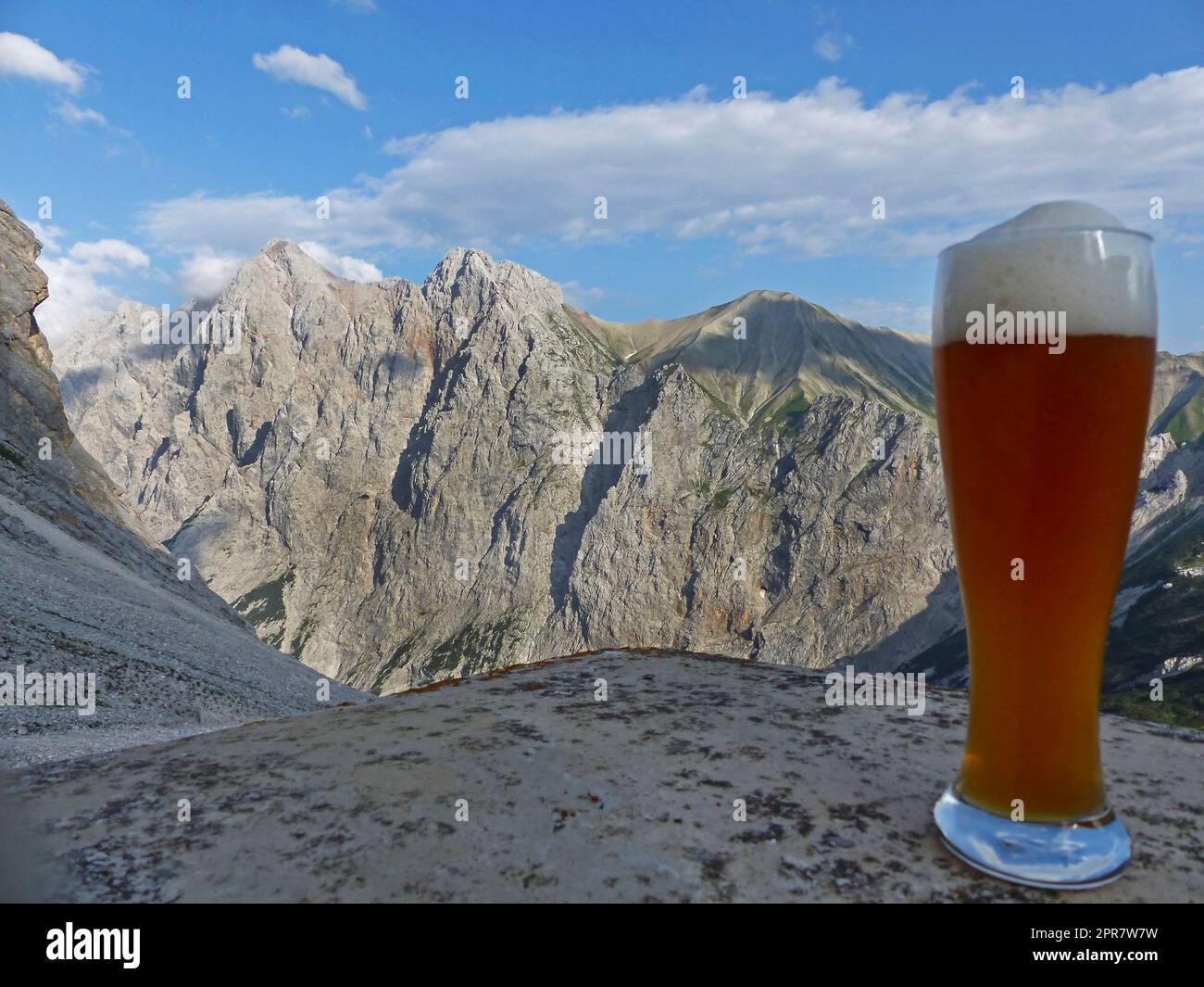 Wheat beer at Zugspitze mountain, Bavaria, Germany Stock Photo - Alamy