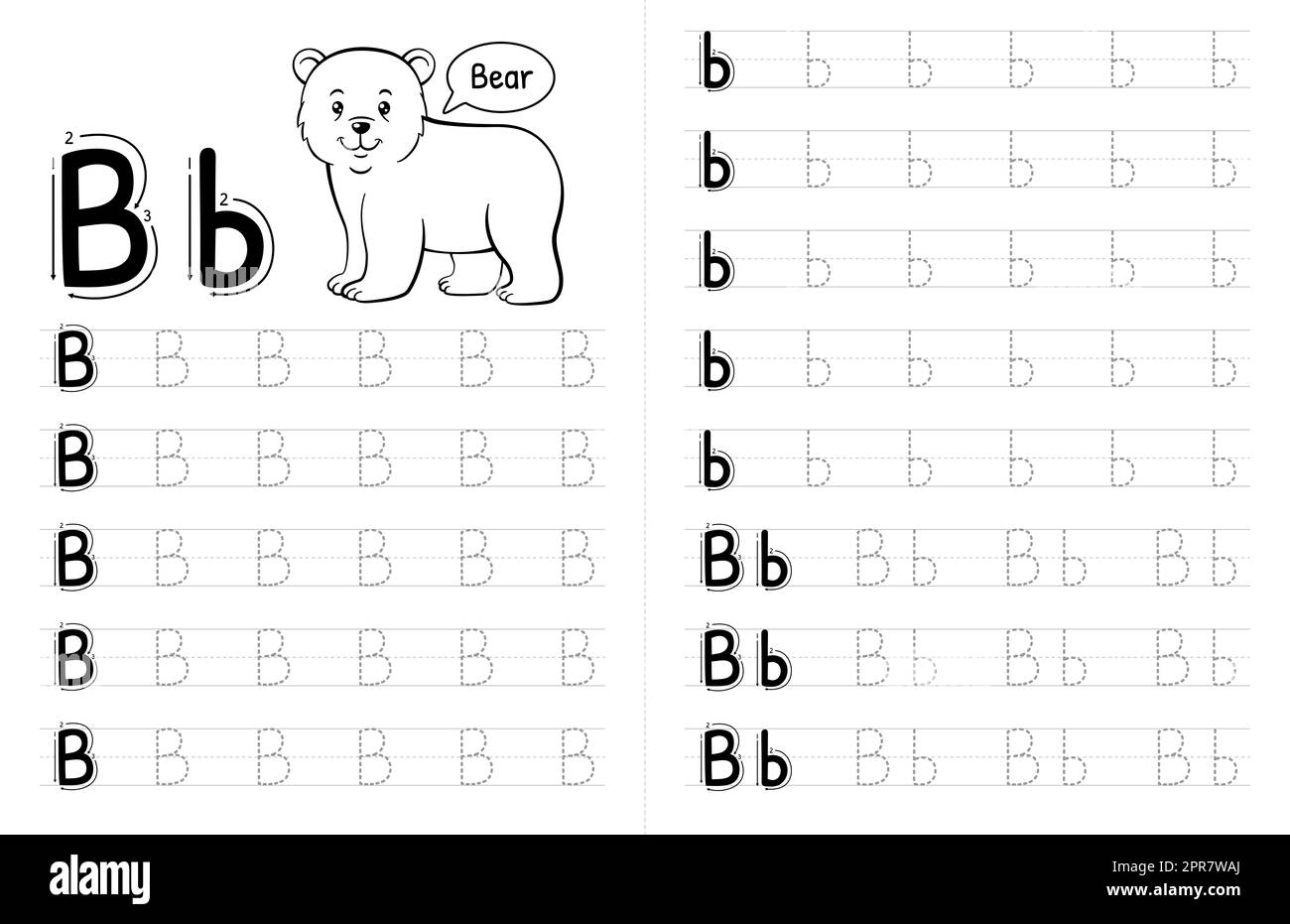 ABC AAlphabets Tracing Book Interior For Kids. Children Writing Worksheet With Picture. Premium ...