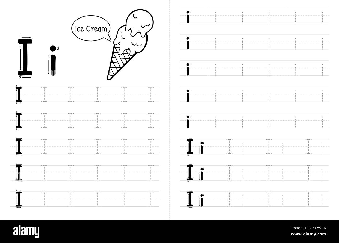 ABC Alphabets Tracing Book Interior For Kids. Children Writing ...