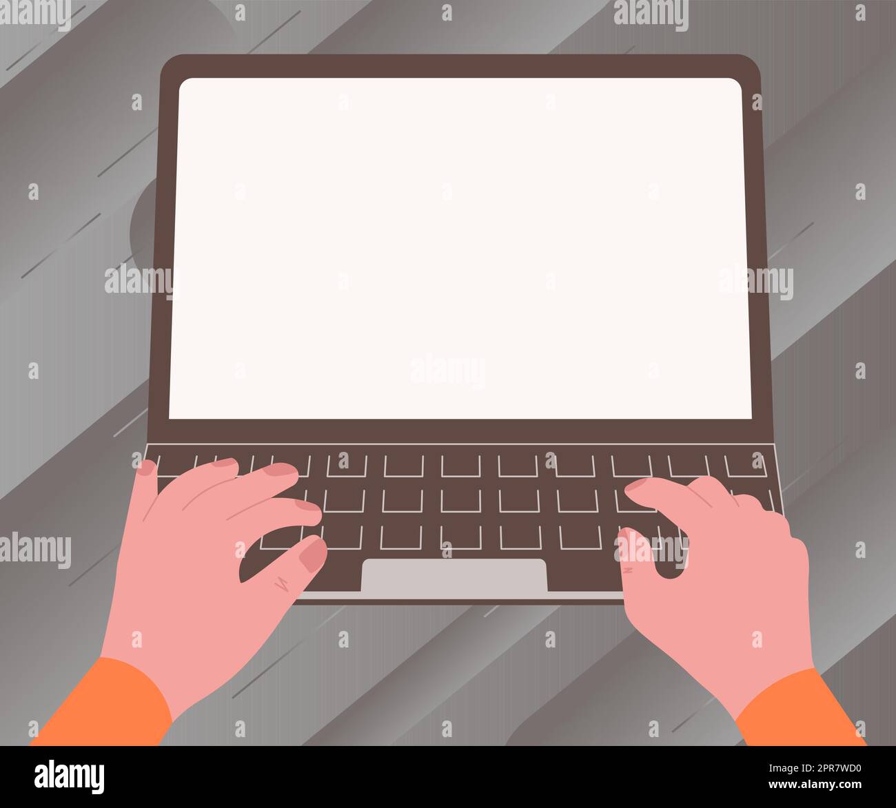 Illustration Of A Busy Hand Working On Laptop Searching For New ...