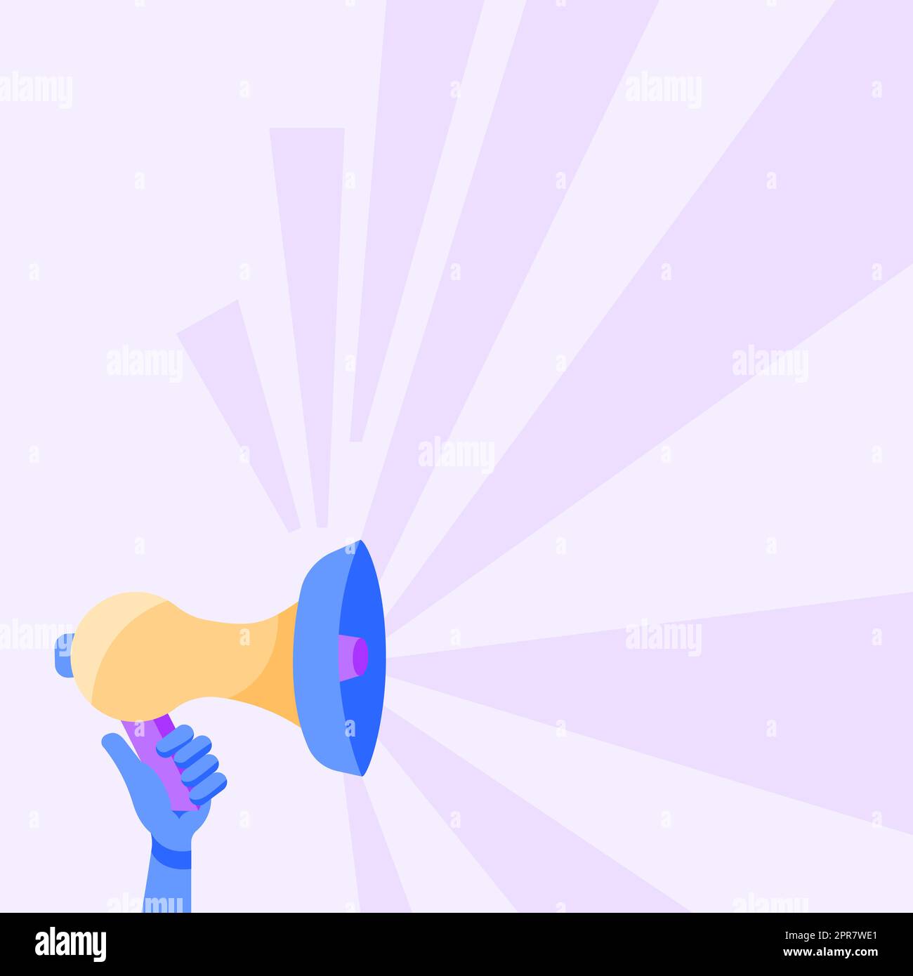 Illustration Of Hand Holding Megaphone With Sun Ray Making New ...