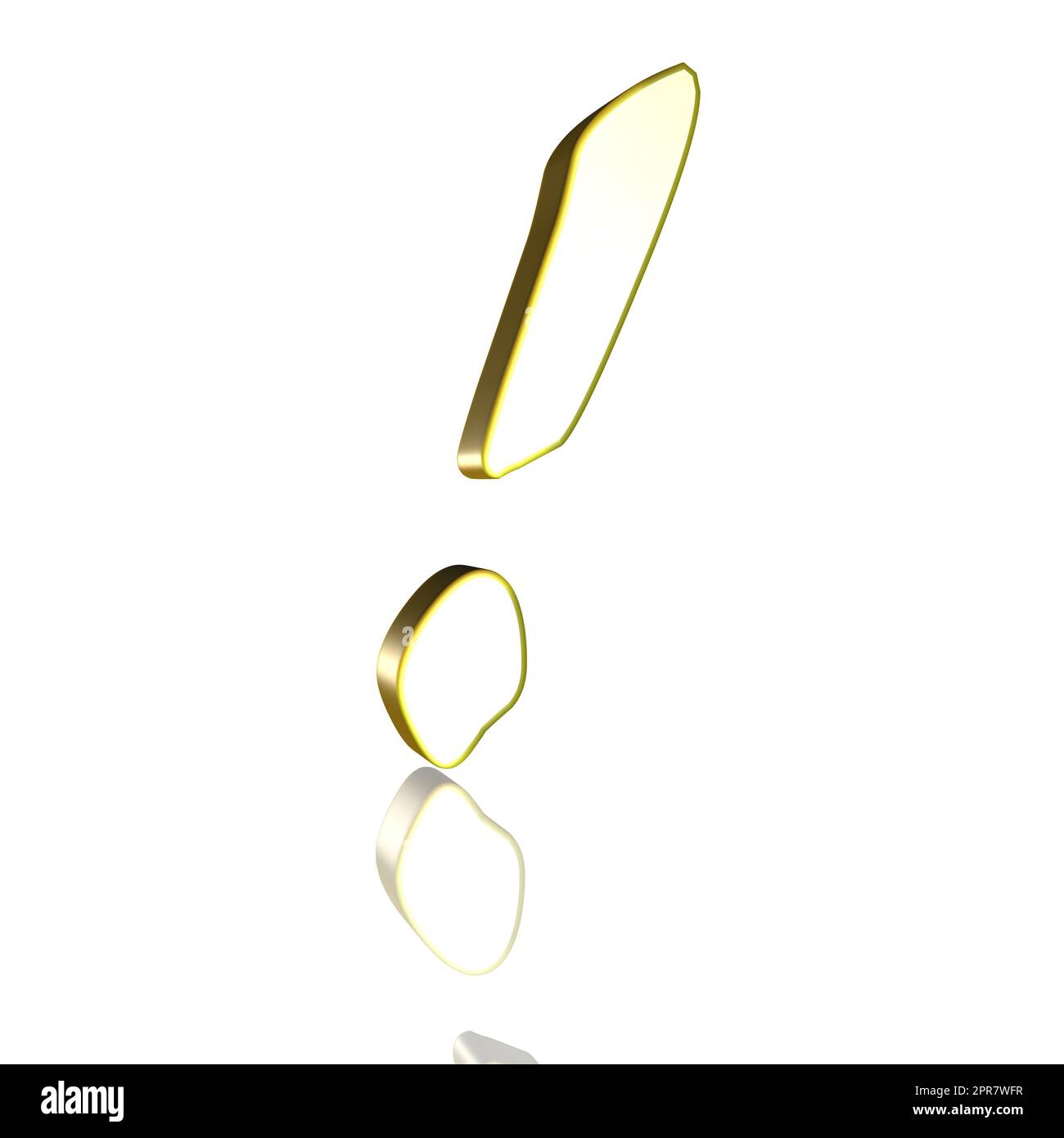 Exclamation mark as a symbol in yellow, gold on a white background as a ...