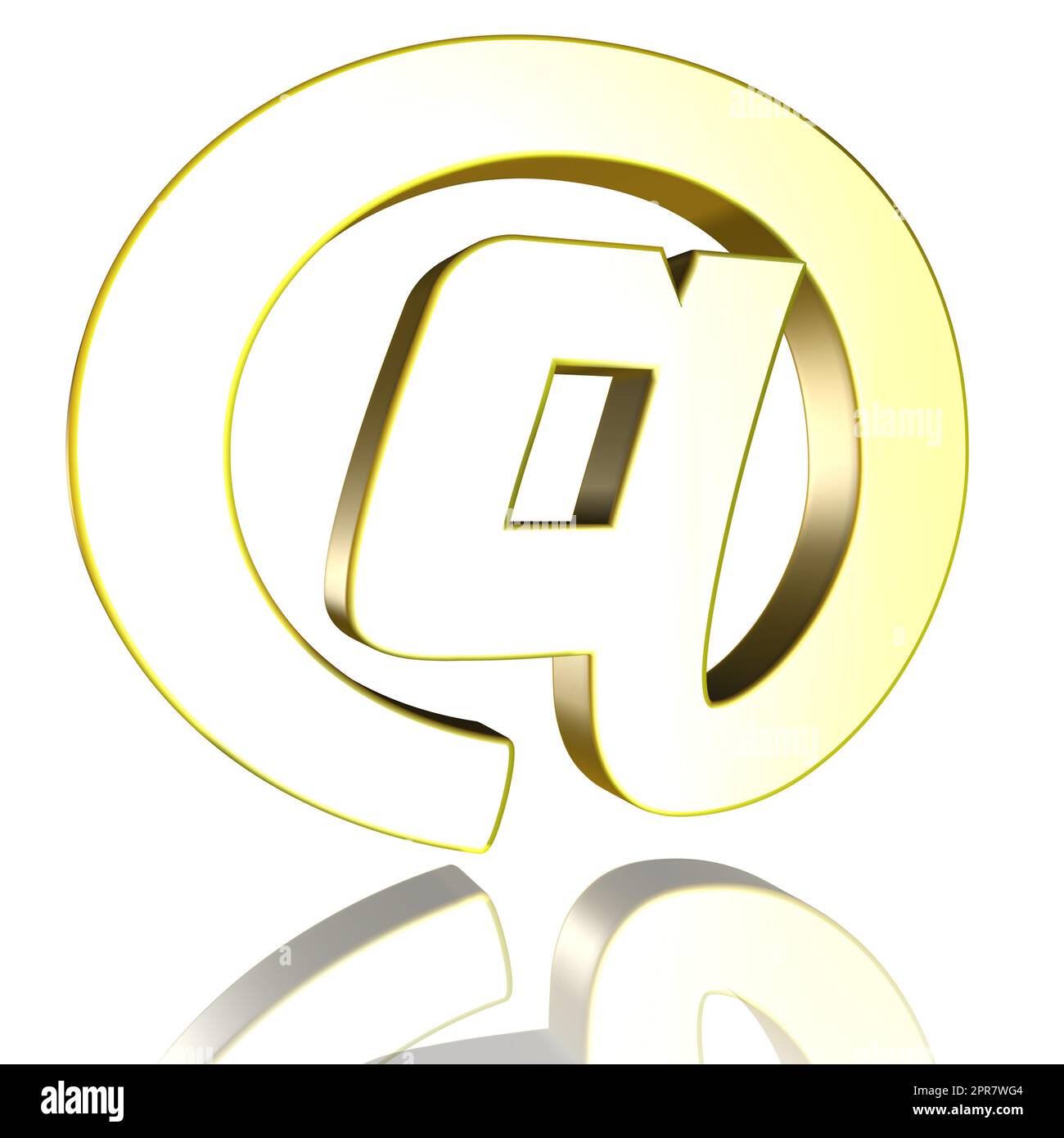 At symbol in yellow, gold on a white background as a 3D illustration ...