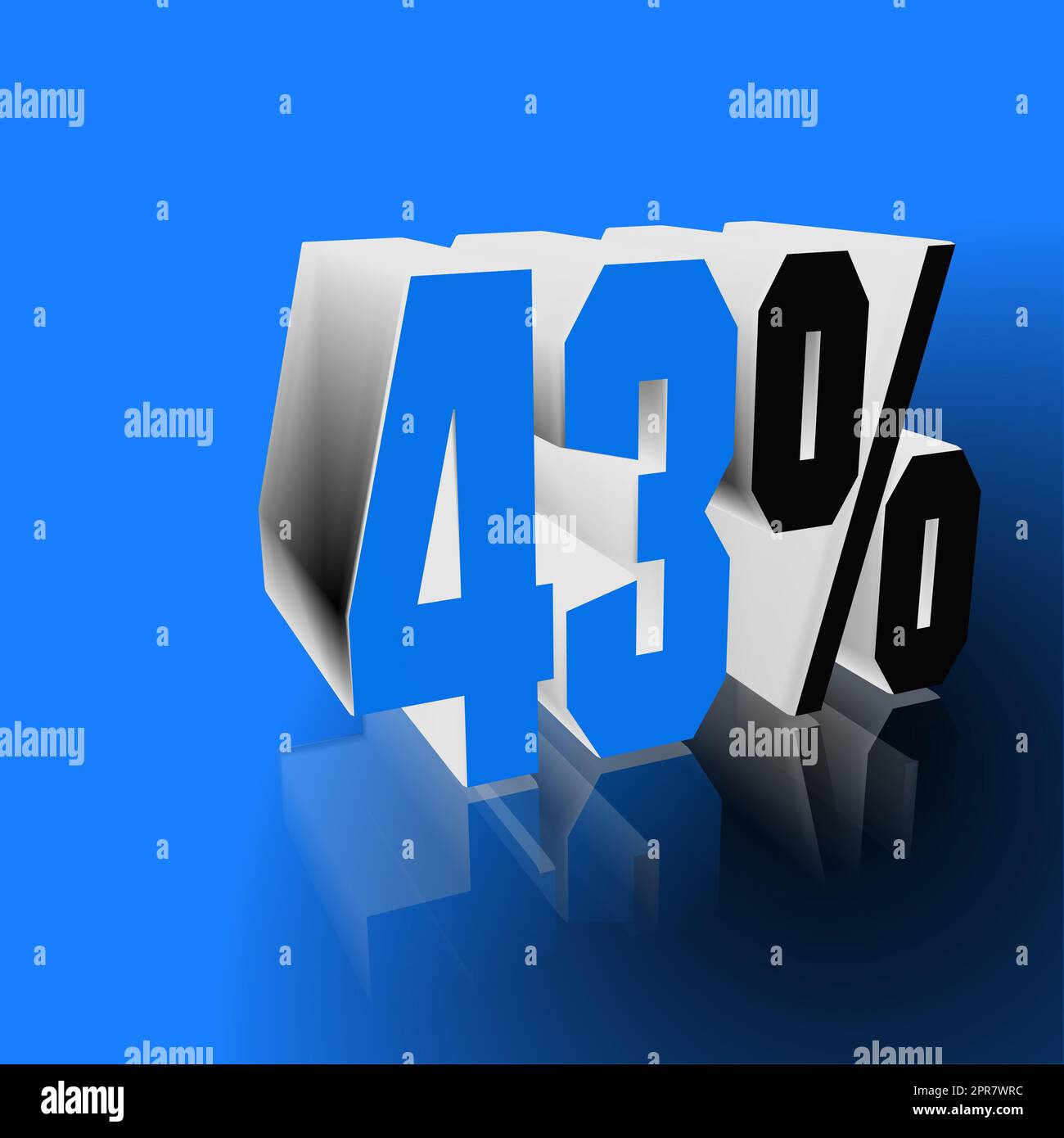 43%, 43 percent as a 3D illustration, 3D rendering Stock Photo - Alamy