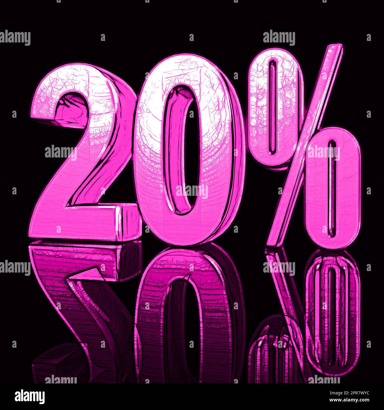 20%, 20 percent as a 3D illustration, 3D rendering Stock Photo - Alamy