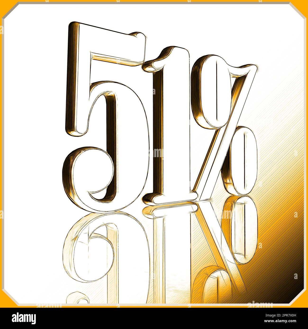 51%, 51 percent as a 3D illustration, 3D rendering Stock Photo - Alamy