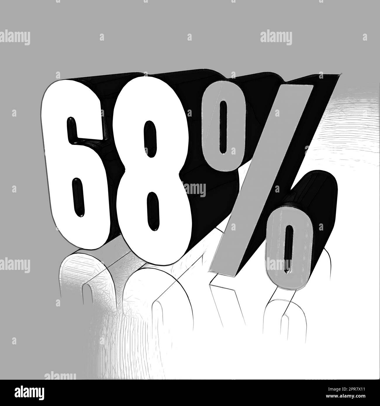 68%, 68 percent as a 3D illustration, 3D rendering Stock Photo - Alamy
