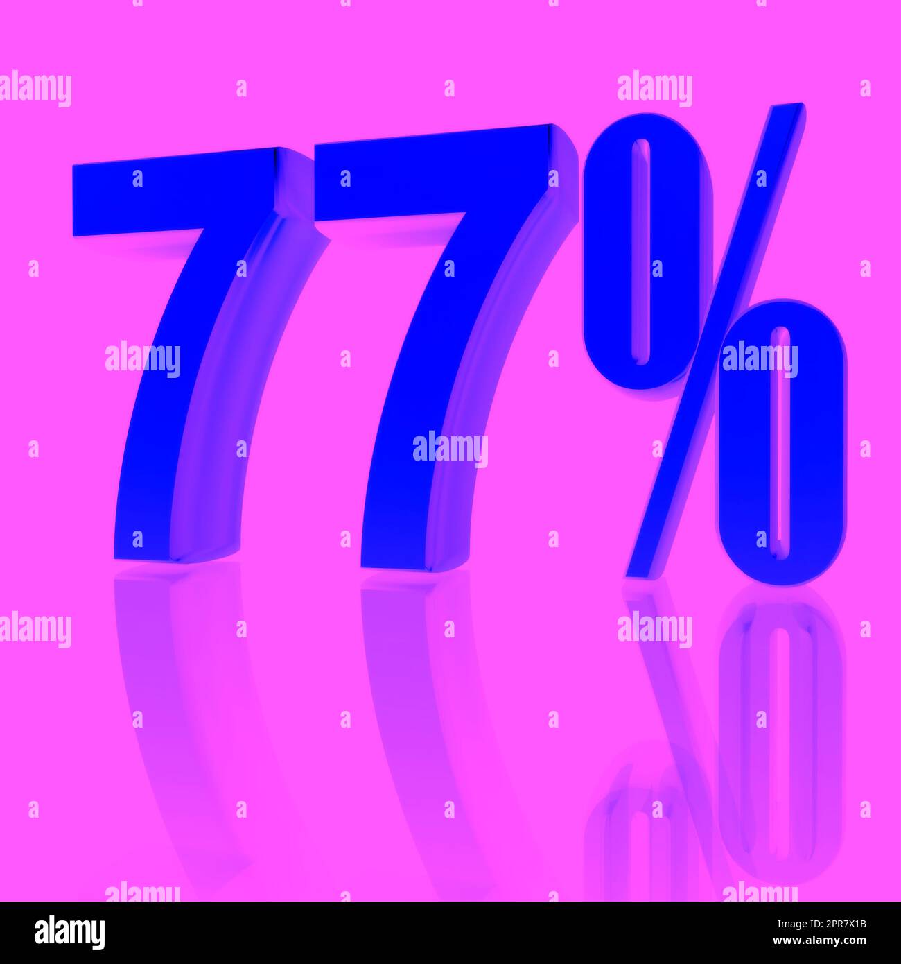 77%, 77 percent as a 3D illustration, 3D rendering Stock Photo - Alamy