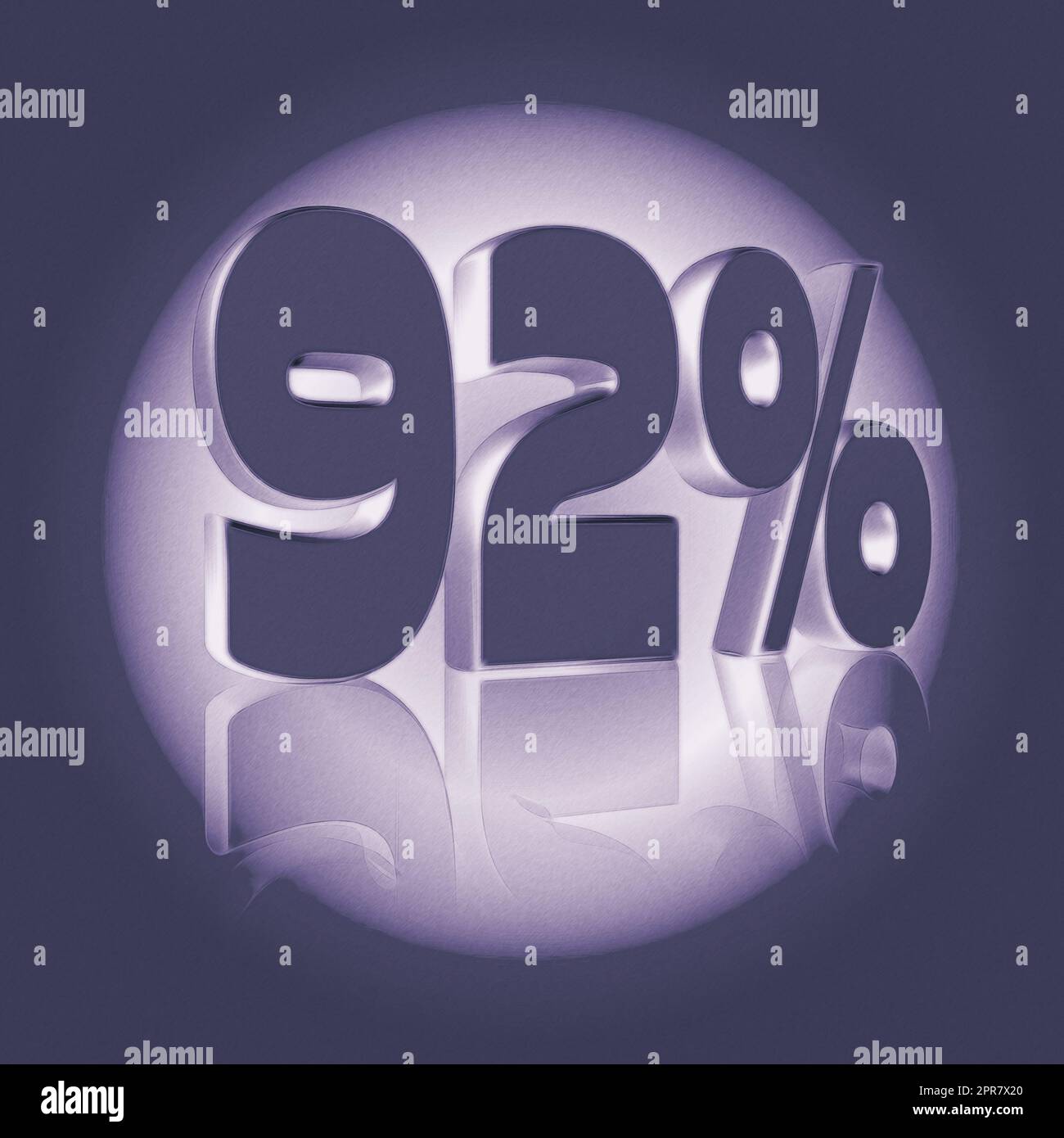 92%, 92 percent as a 3D illustration, 3D rendering Stock Photo - Alamy