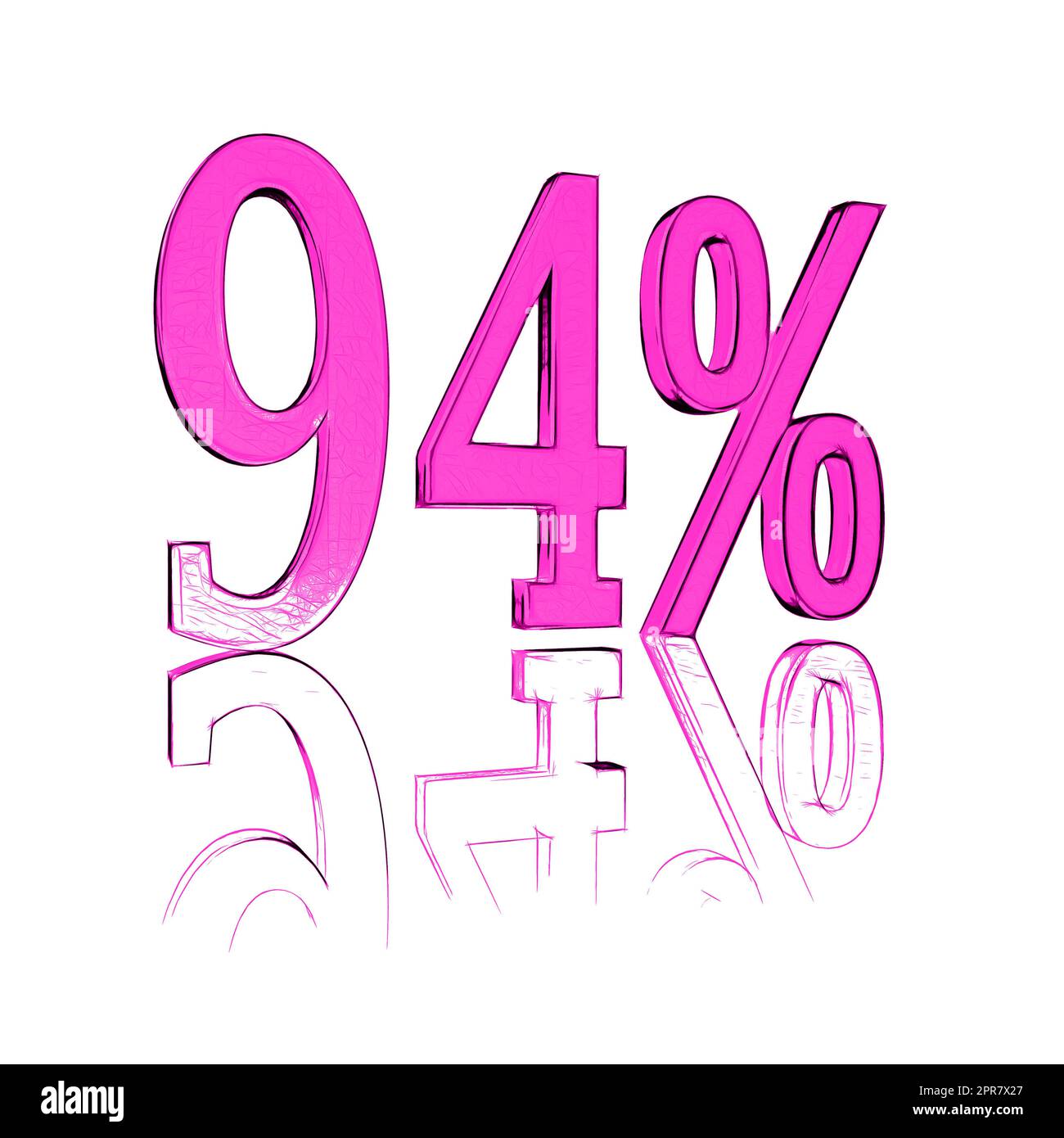 94%, 94 percent as a 3D illustration, 3D rendering Stock Photo - Alamy