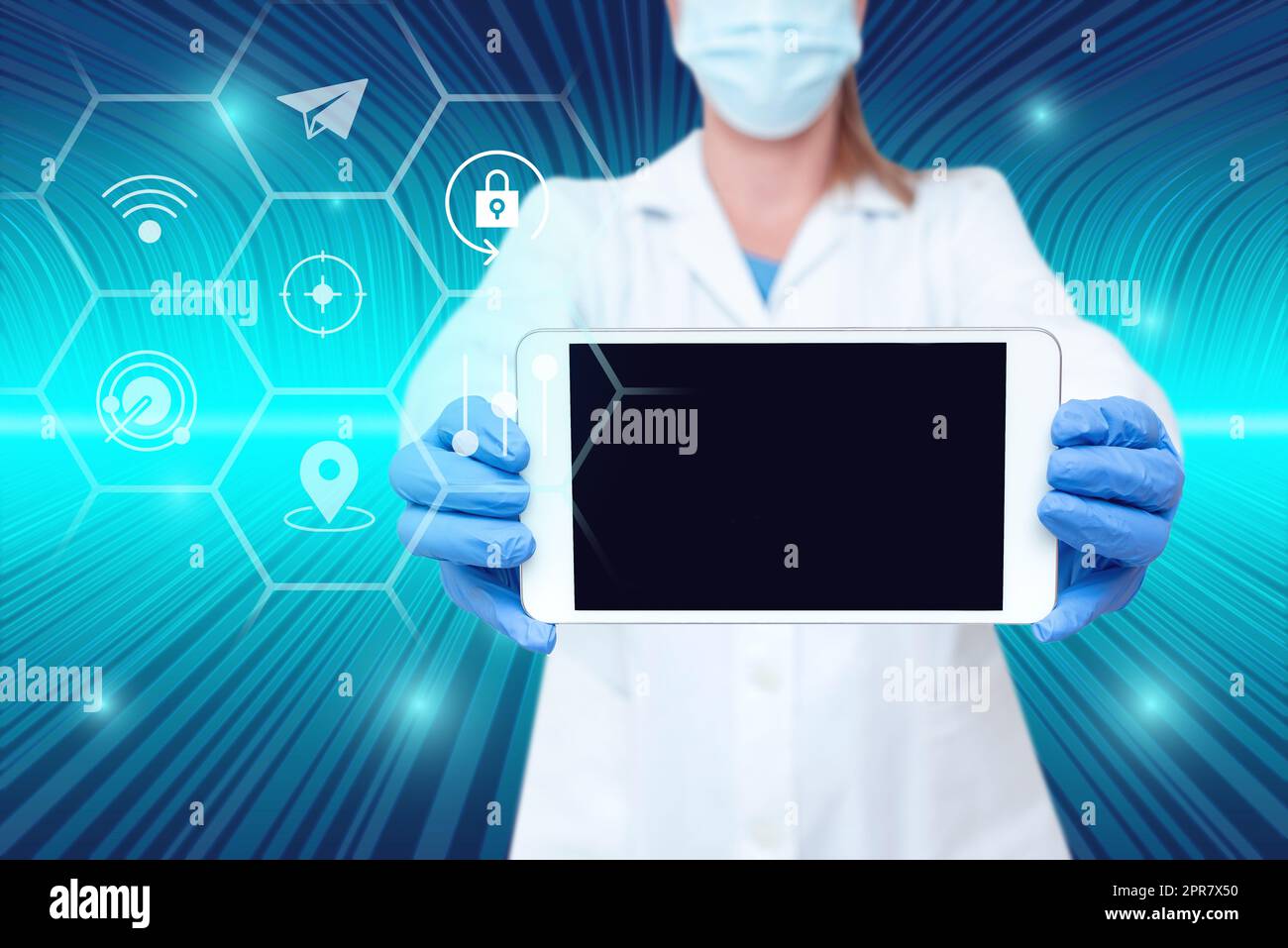 Nurse holding tablet symbolizing successful teamwork accomplishing ...