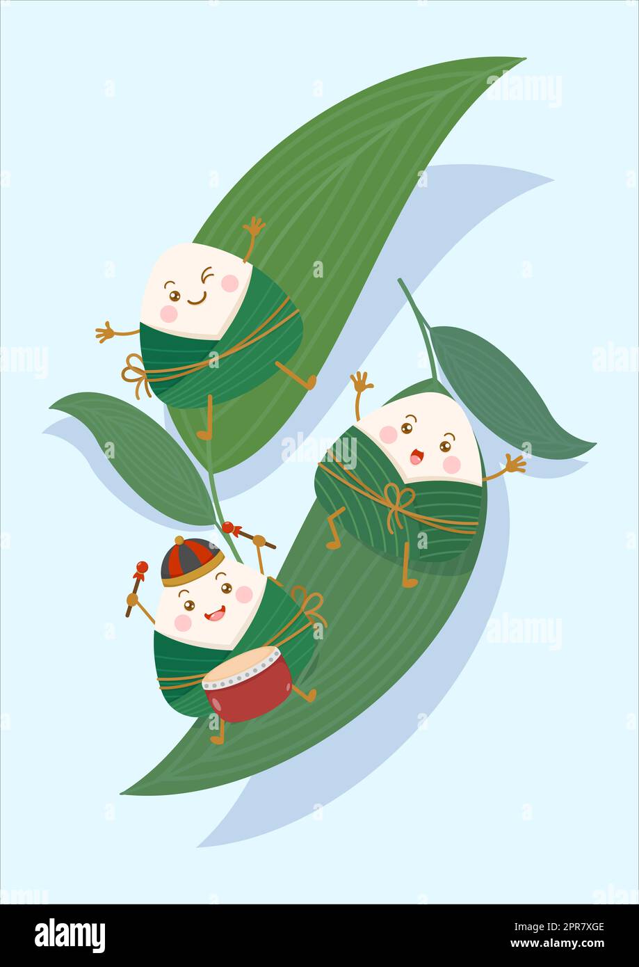 cute and kawaii chinese sticky rice dumpling zongzi characters and ...