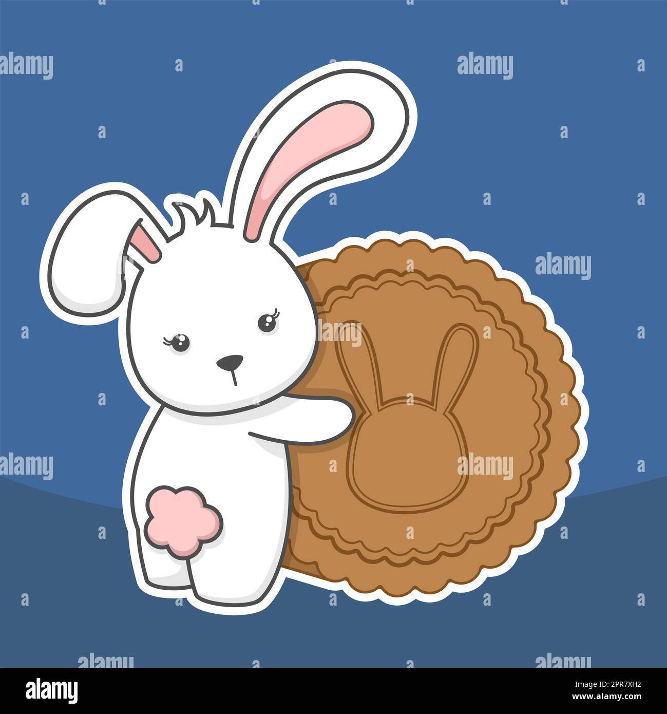 cute mid autumn festival rabbit and moon cake Stock Photo - Alamy