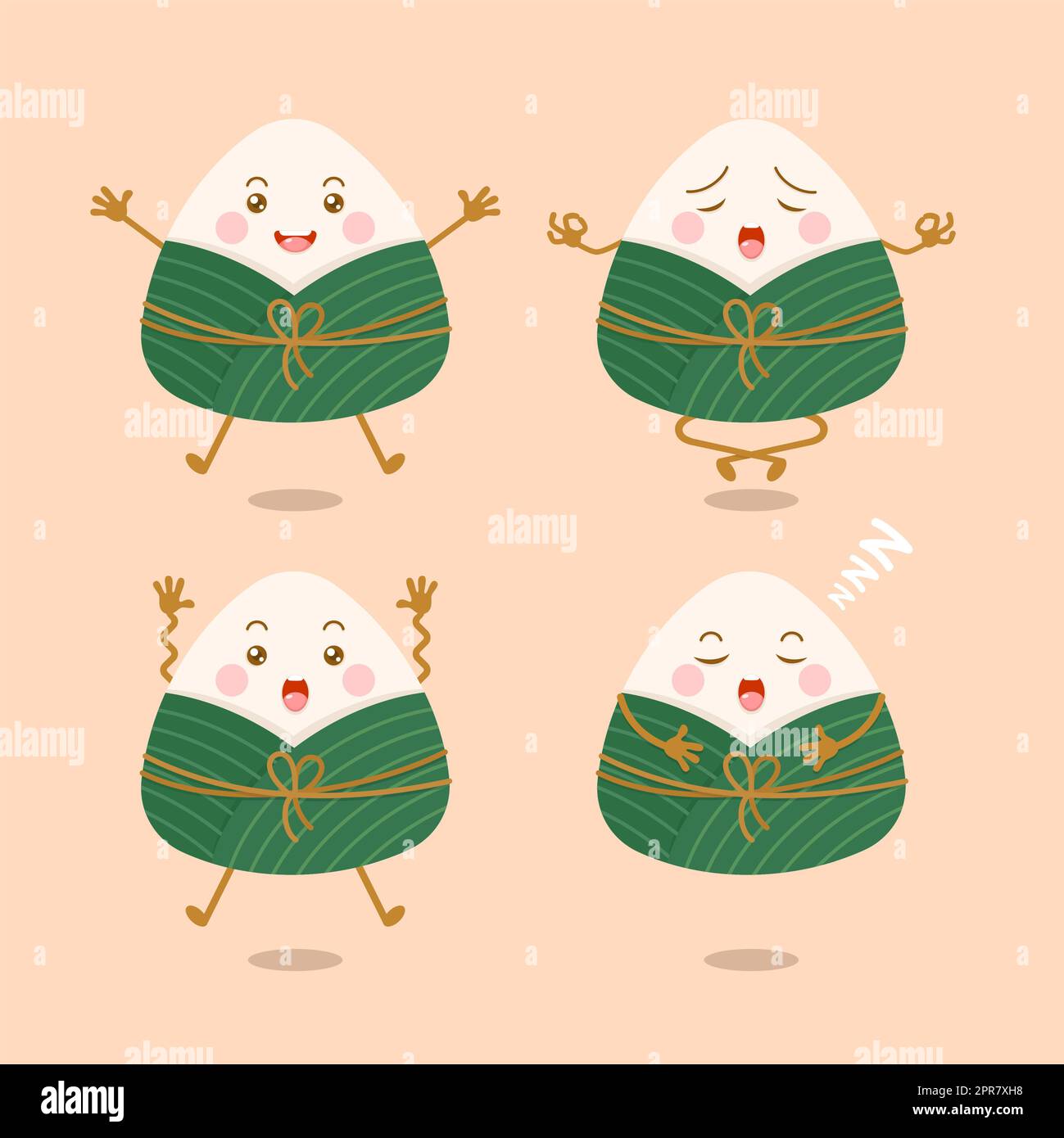 cute and kawaii chinese sticky rice dumplings zongzi cartoon characters ...