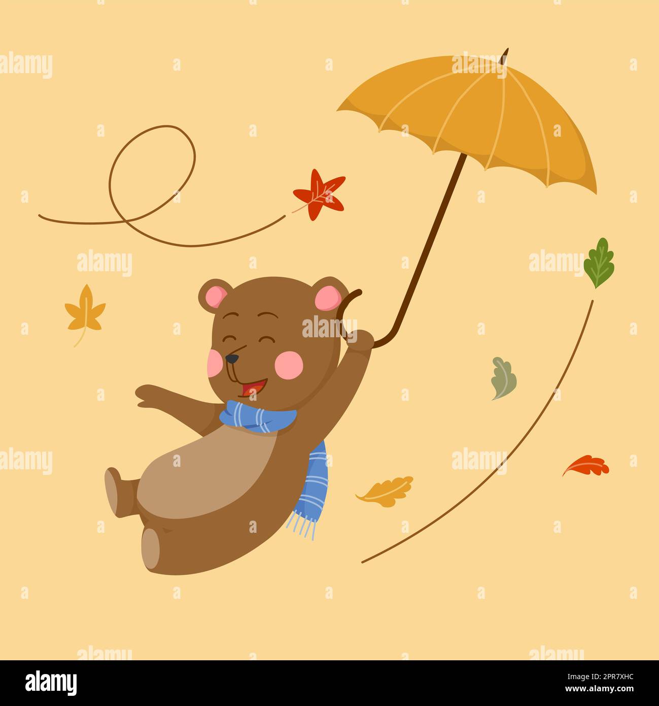 cute cartoon bear fly with umbrella Stock Photo - Alamy
