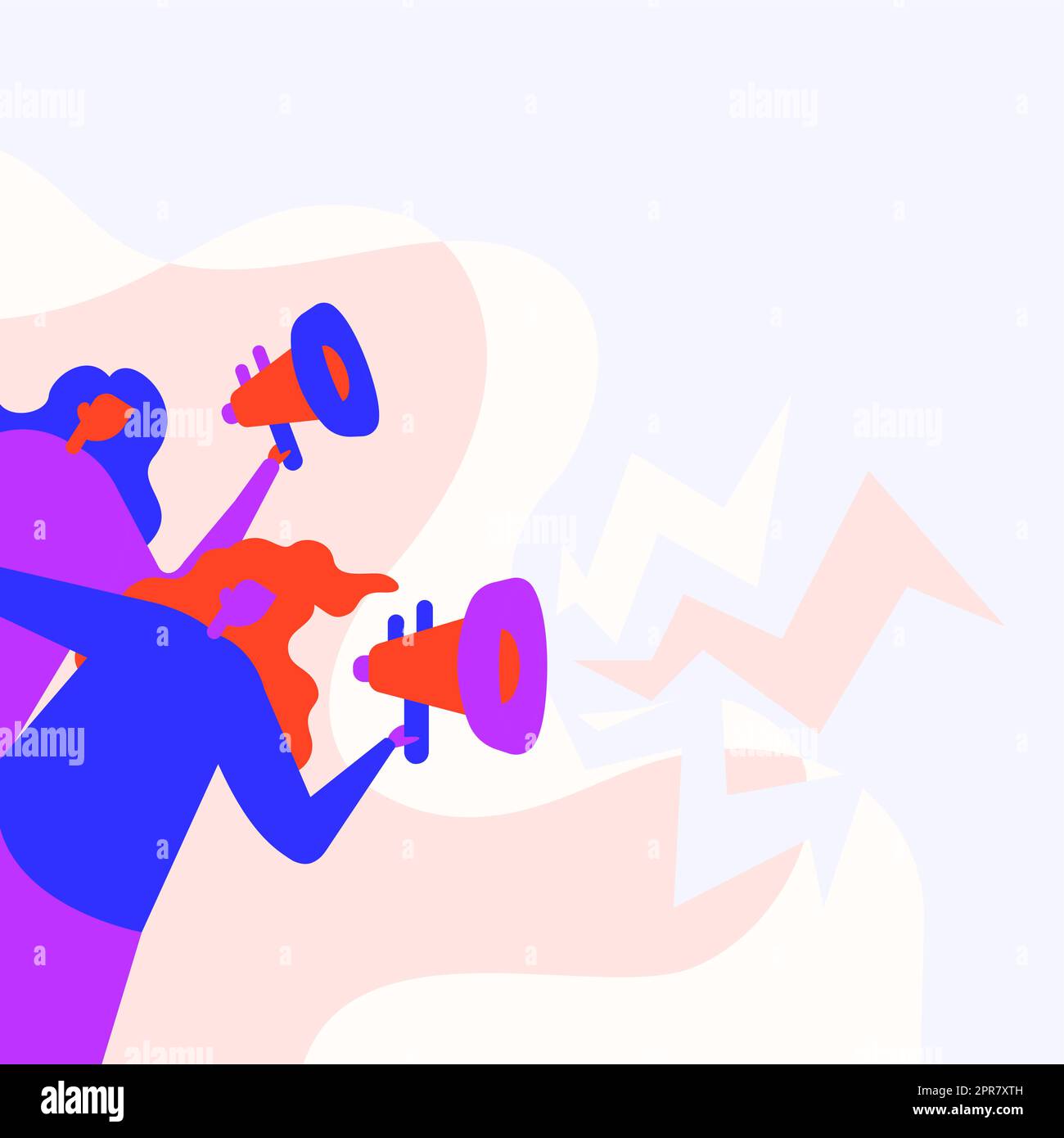 Women Drawing Holding Their Megaphones Loudly Making New Announcement ...