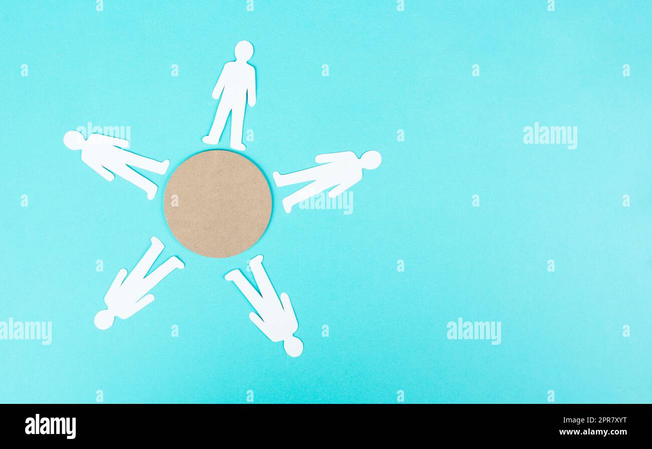People standing in a circle, teamwork, multiculture communication, and ...