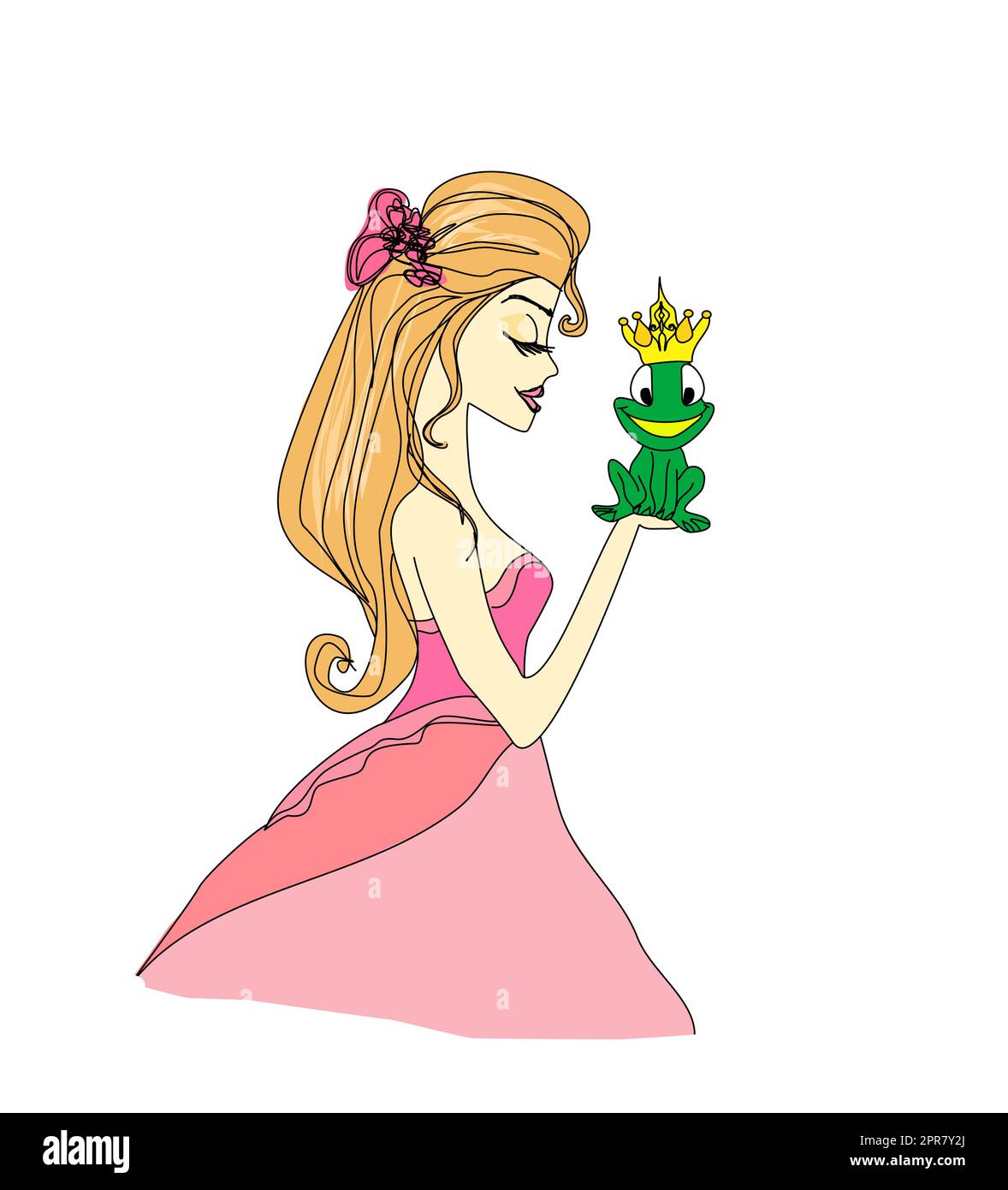 Beautiful young princess kissing a big frog Stock Photo - Alamy