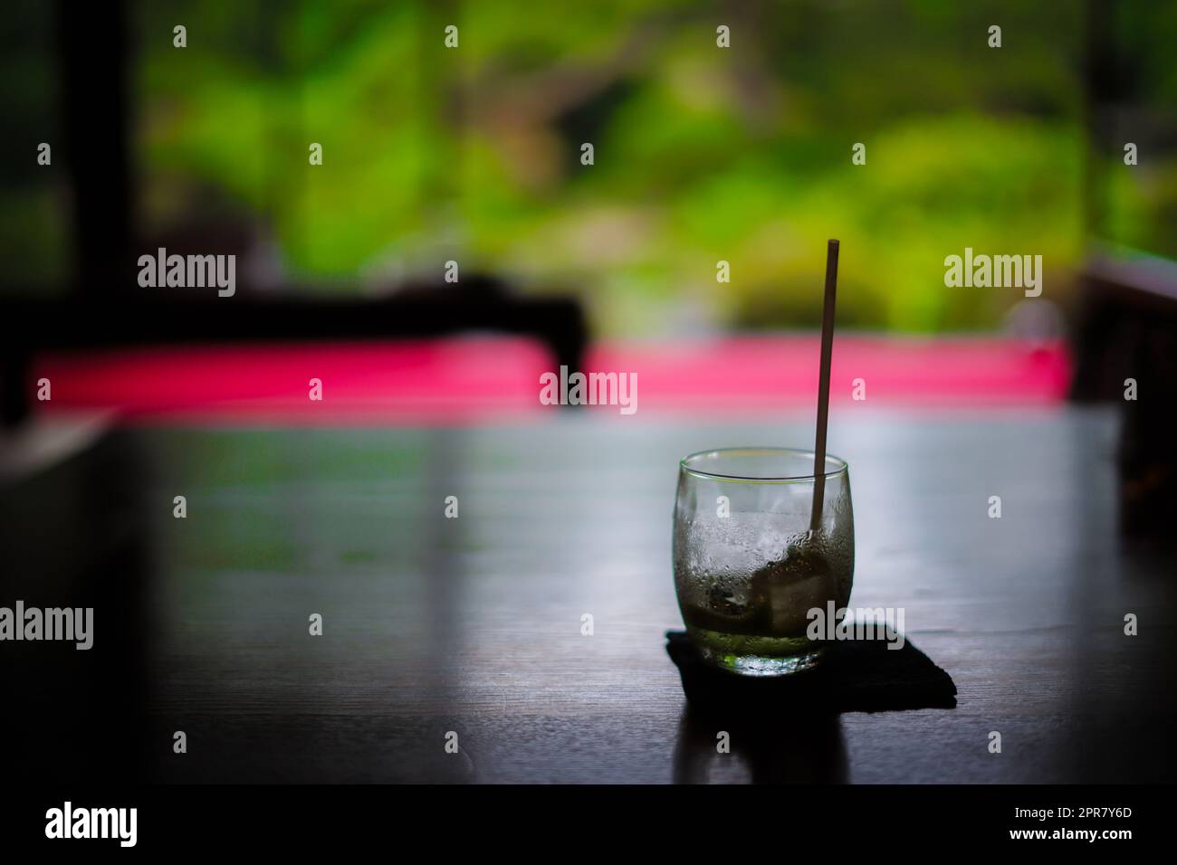Cold green tea that has been placed in a Japanese-style table Stock ...