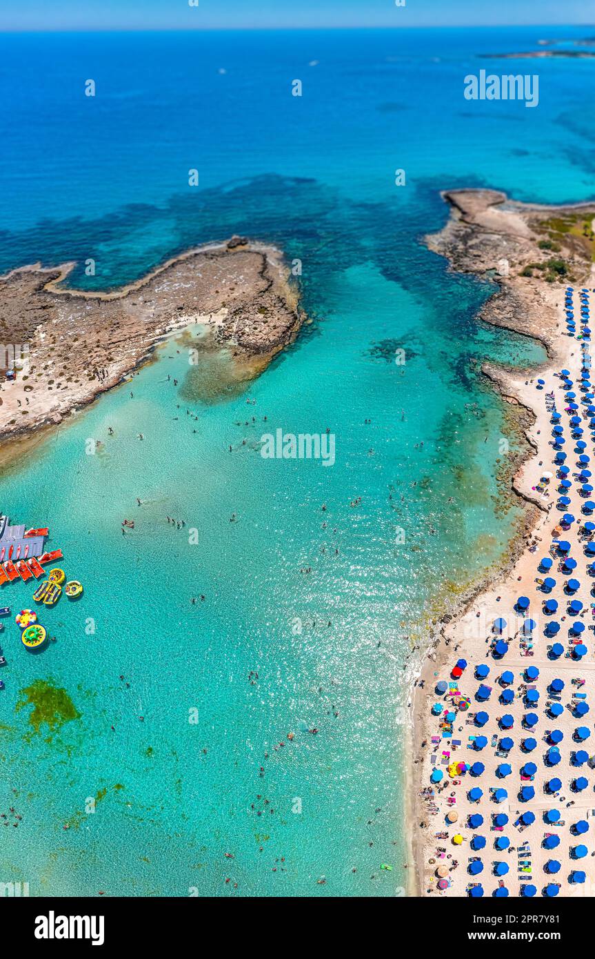 Nissi beach in Ayia Napa, aerial photo of most famous beach in Cyprus Stock Photo - Alamy