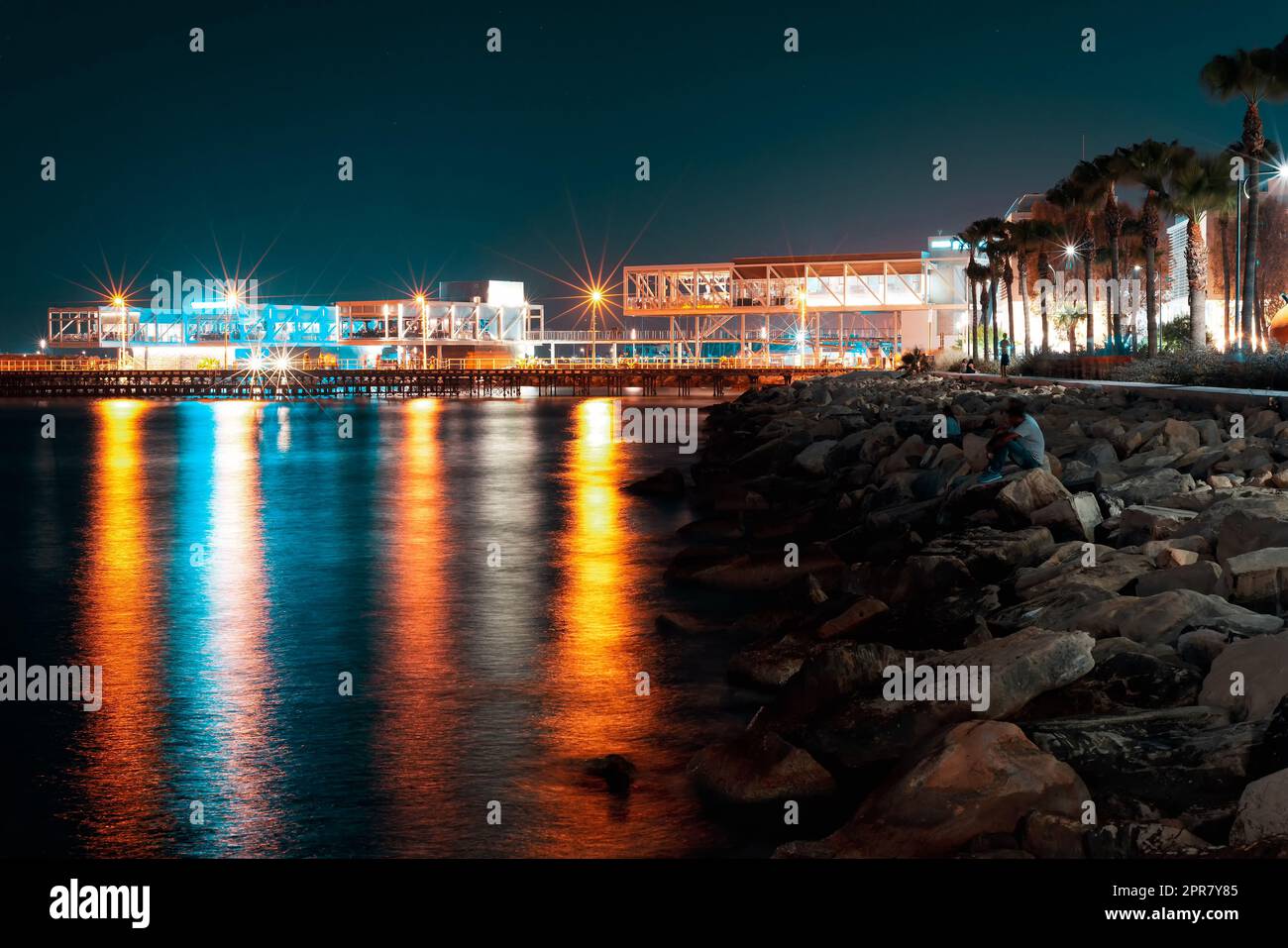 Limassol Old Port at night, Cyprus Stock Photo - Alamy